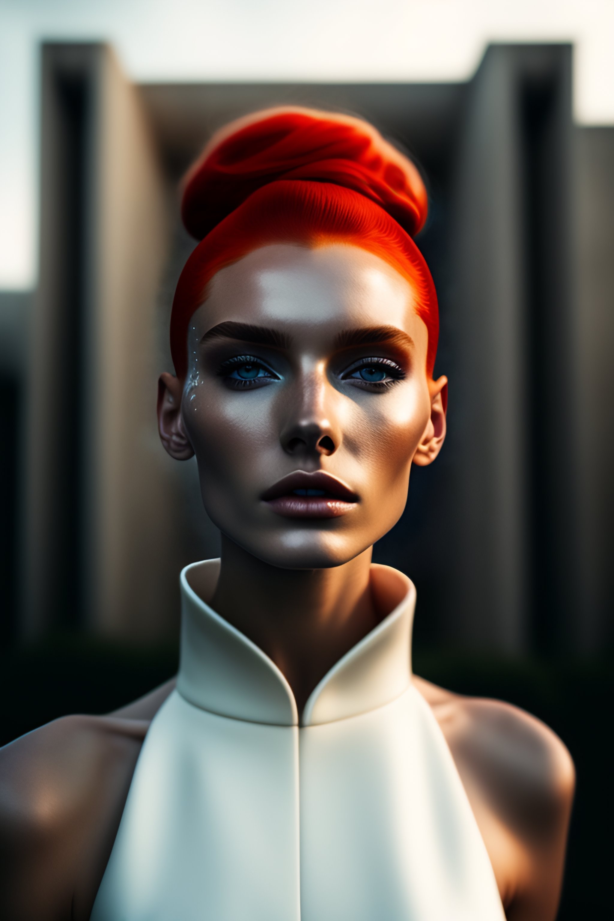 Lexica - Portrait of haute couture beautiful albino fashion model with ...