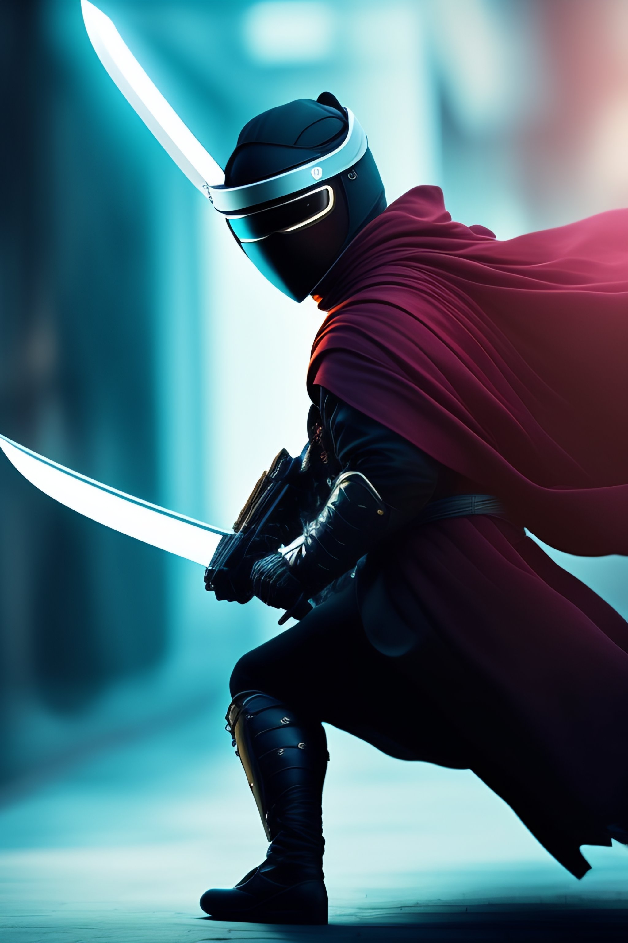 Lexica - A ninja with a vr headset and a sword
