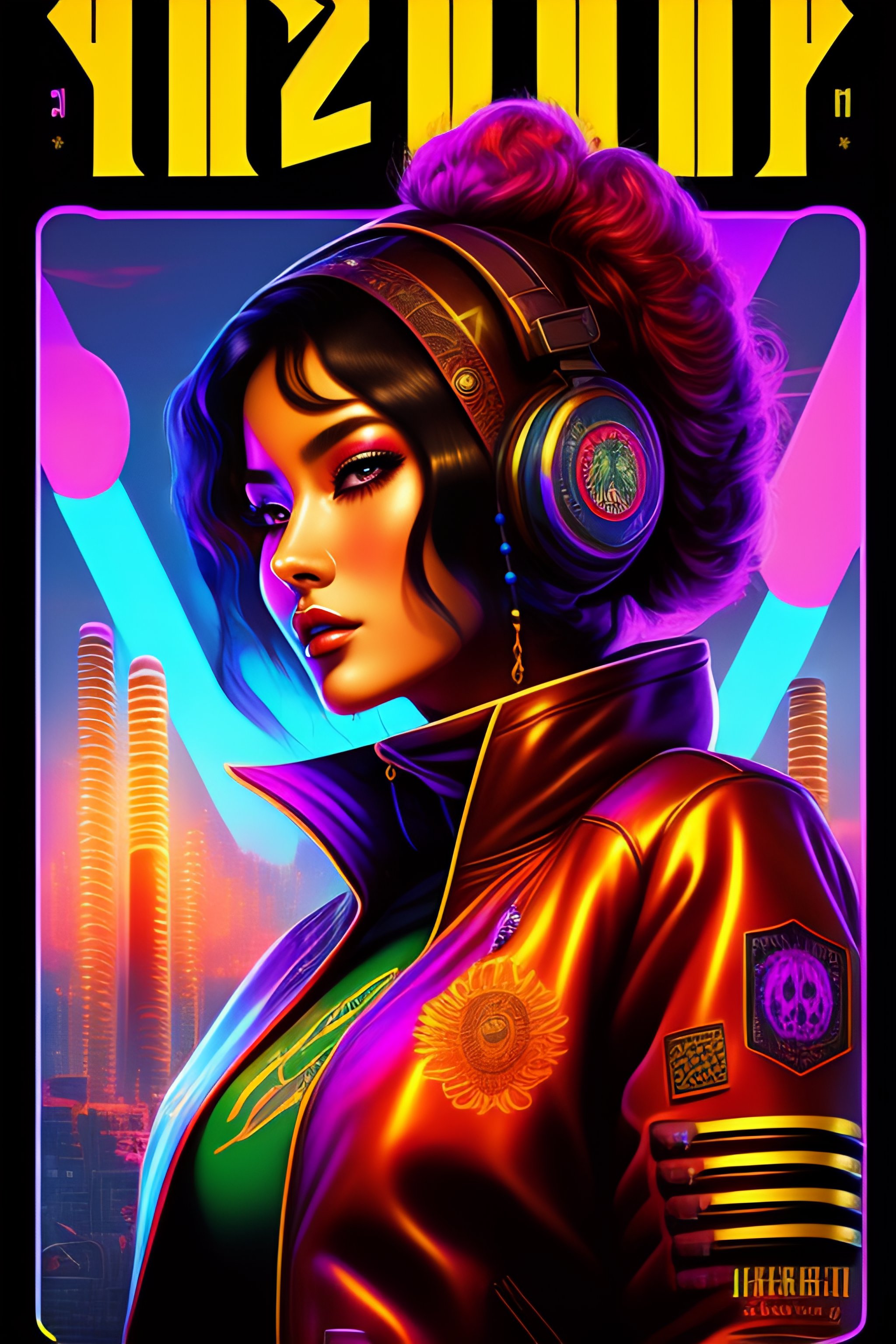 Lexica - Cyberpunk vintage 1820s magazine cover poster, jeepsy girl ...