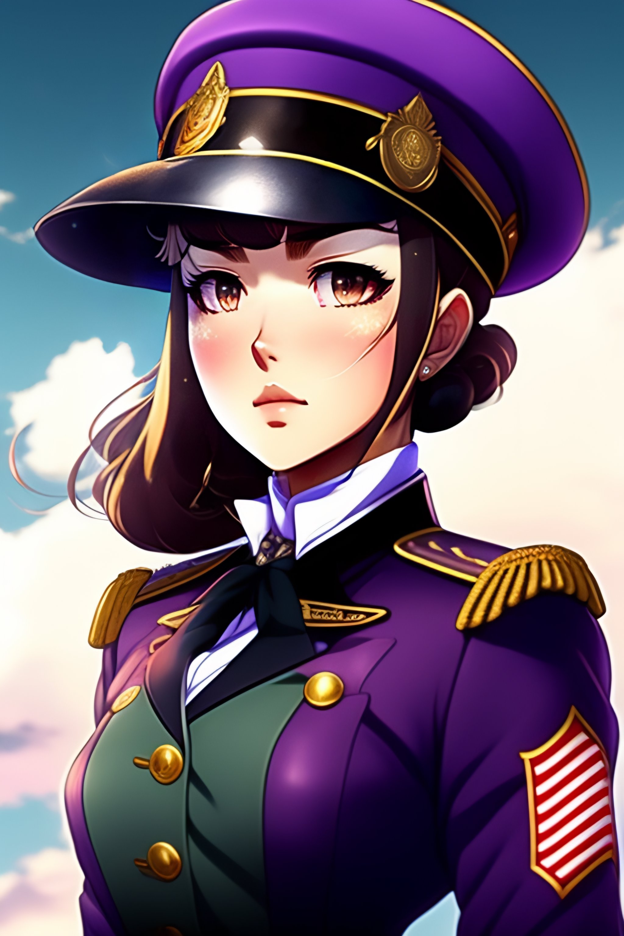 Lexica - One military officer girl; anime style; vintage 50's; world ...