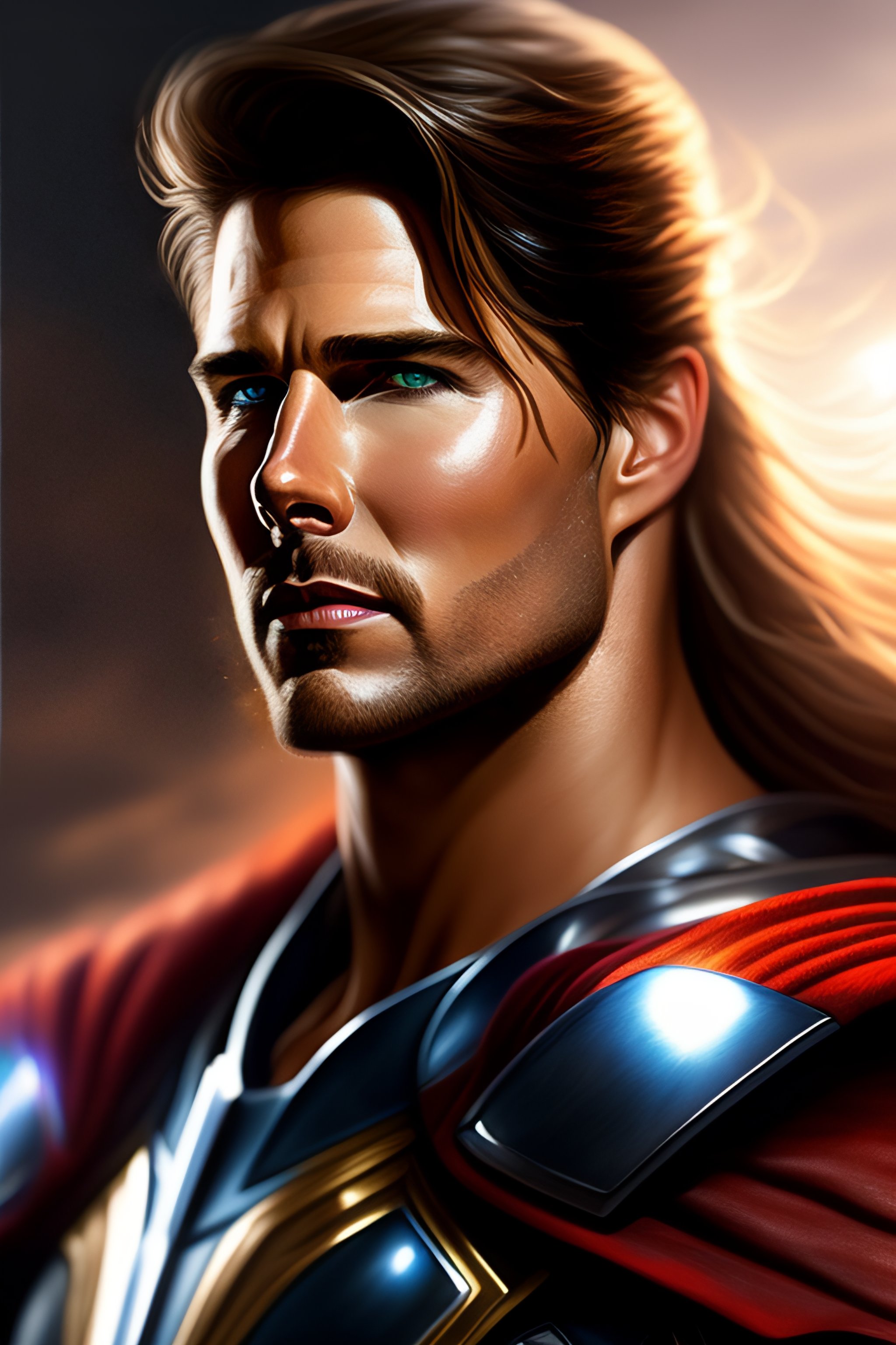 Lexica - Tom Cruise as thor, realistic portrait, symmetrical, highly ...