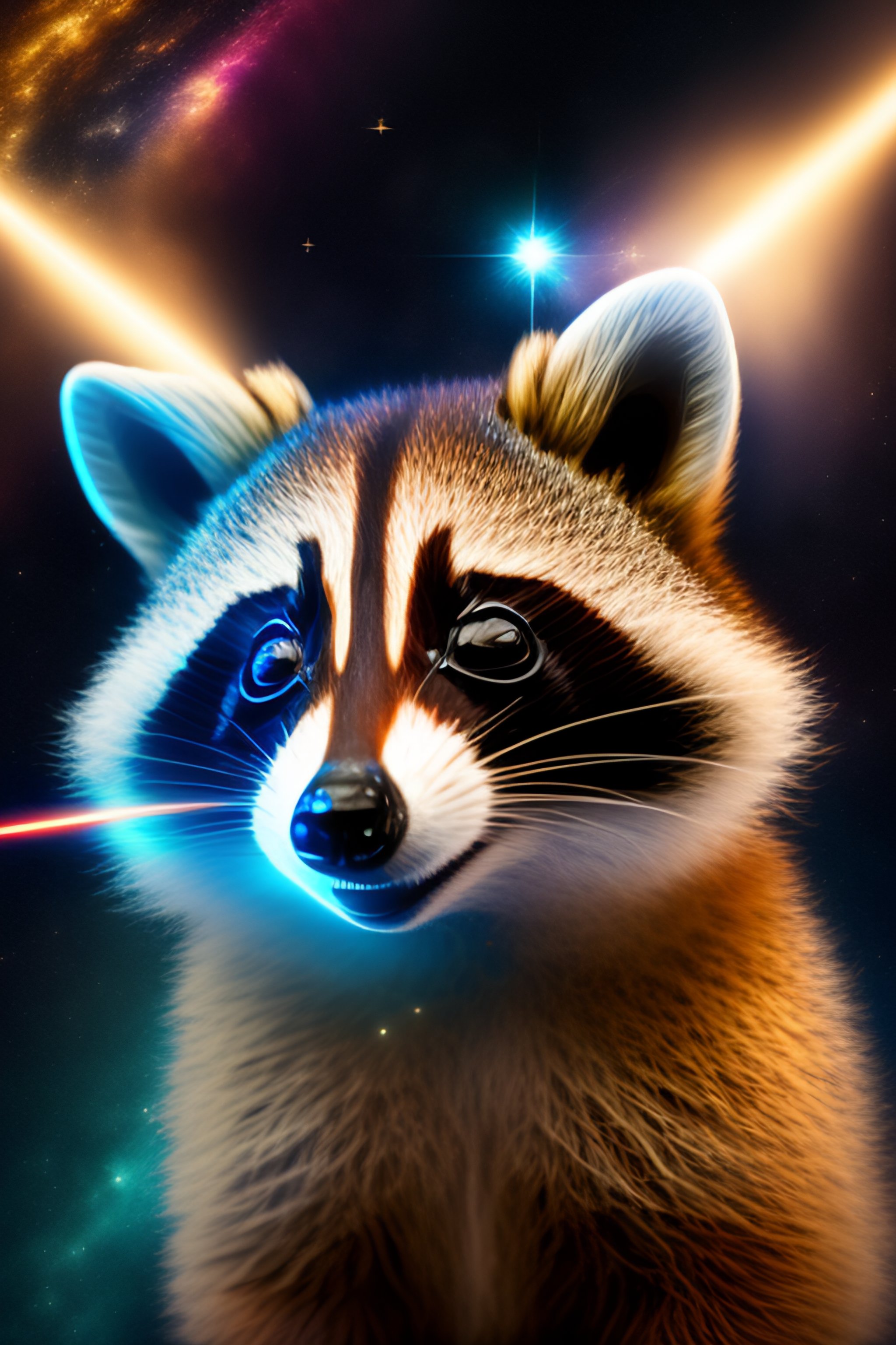 Lexica - Angry raccoon shooting laser gun in space