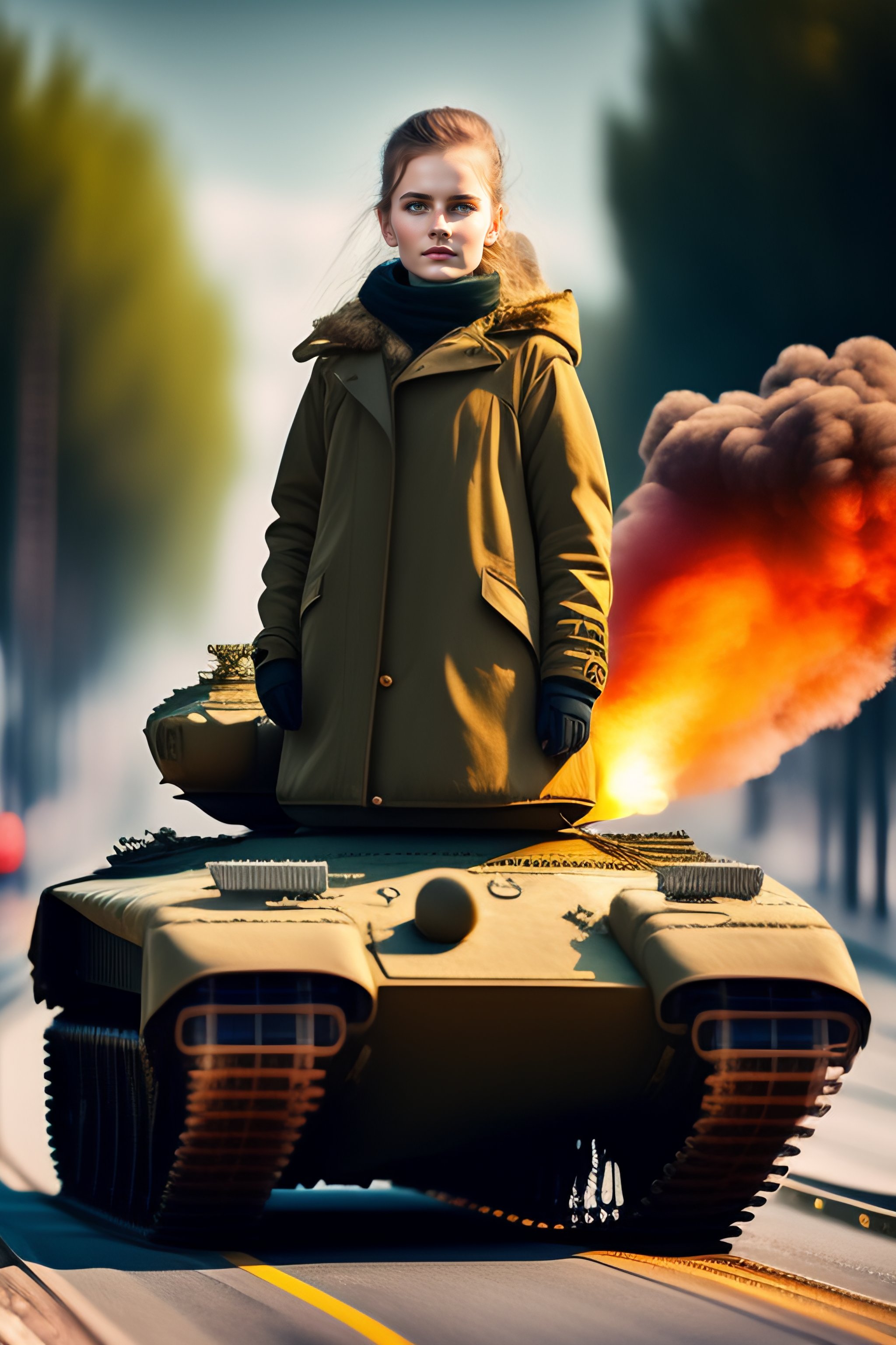 Lexica - Russian girl on the tank