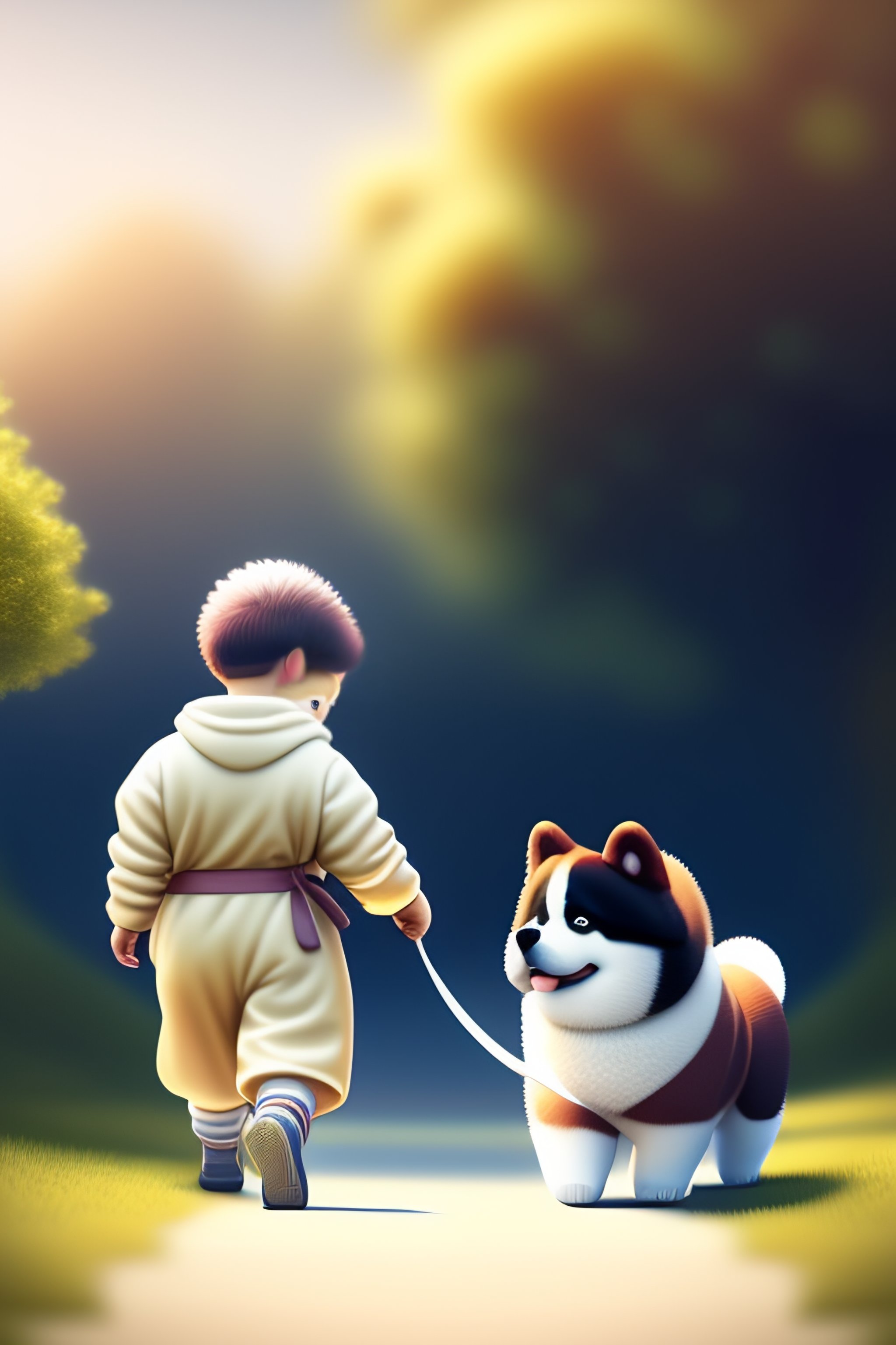 Lexica - CUTE AND ADORABLE CARTOON FLUFFY AKITA INU PUPPY , FANTASY ...