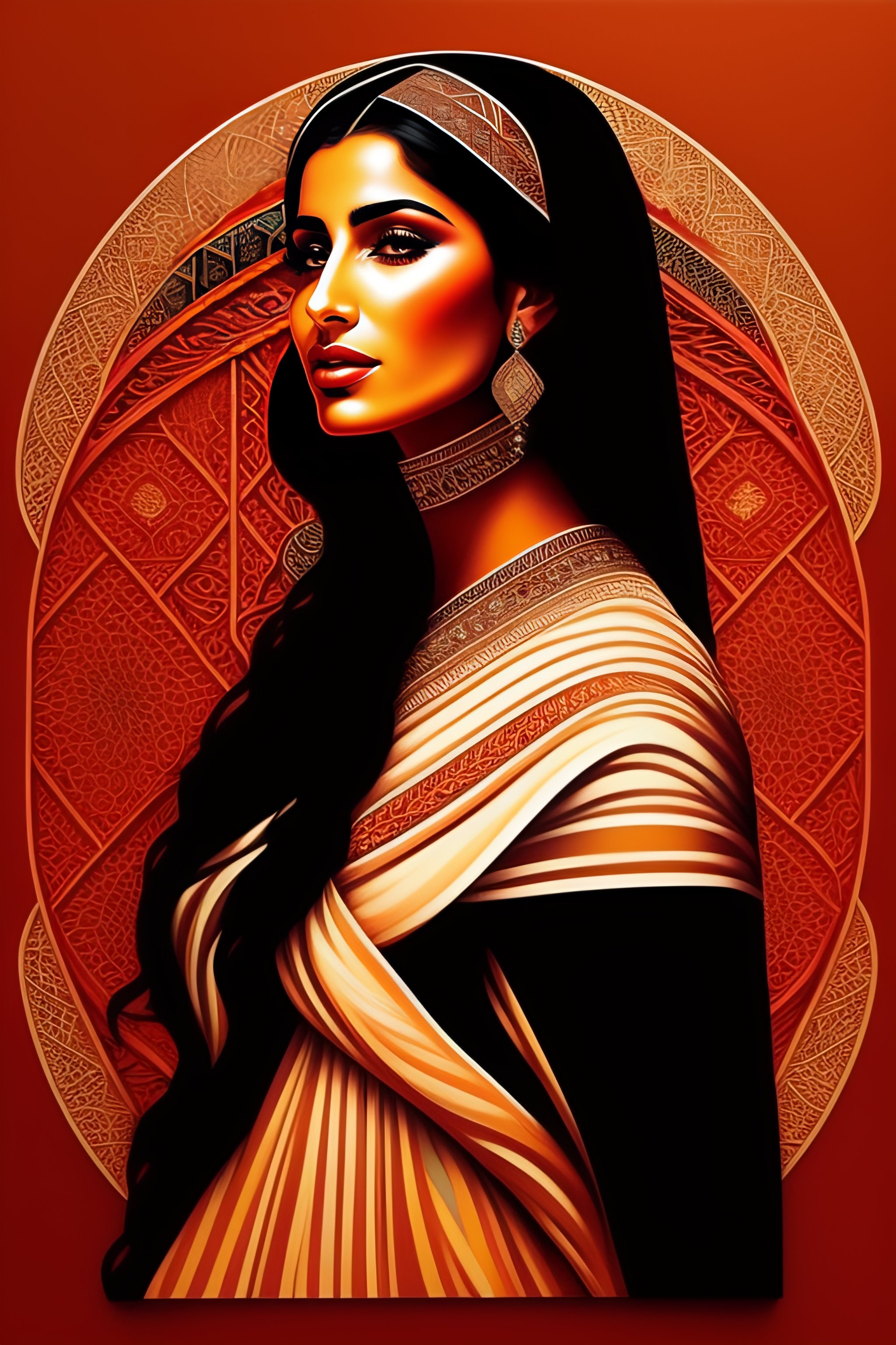 Lexica - Portrait of an arab woman in papercut style, beautiful, awe ...