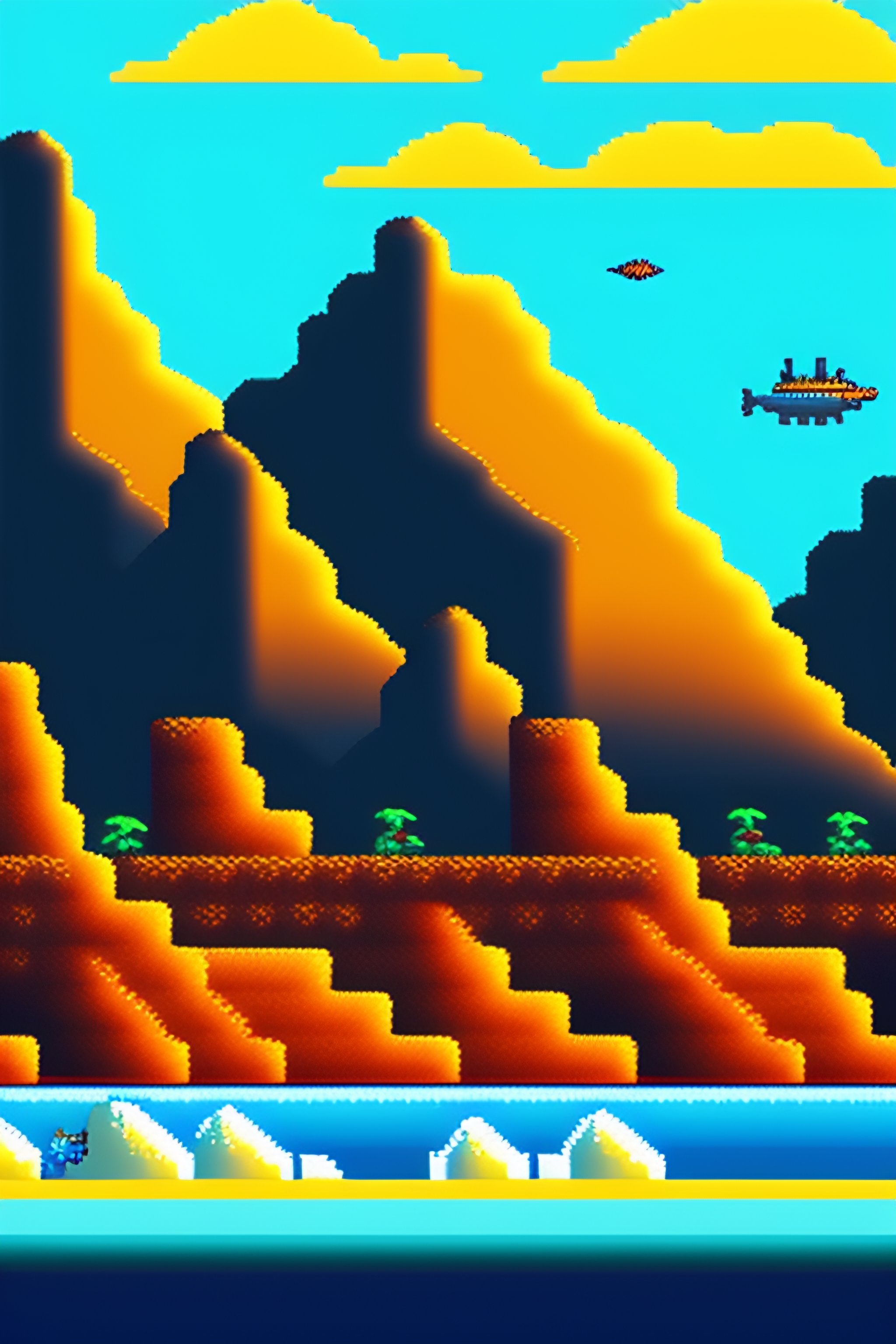 Lexica - Pixel art ocean shmup level background