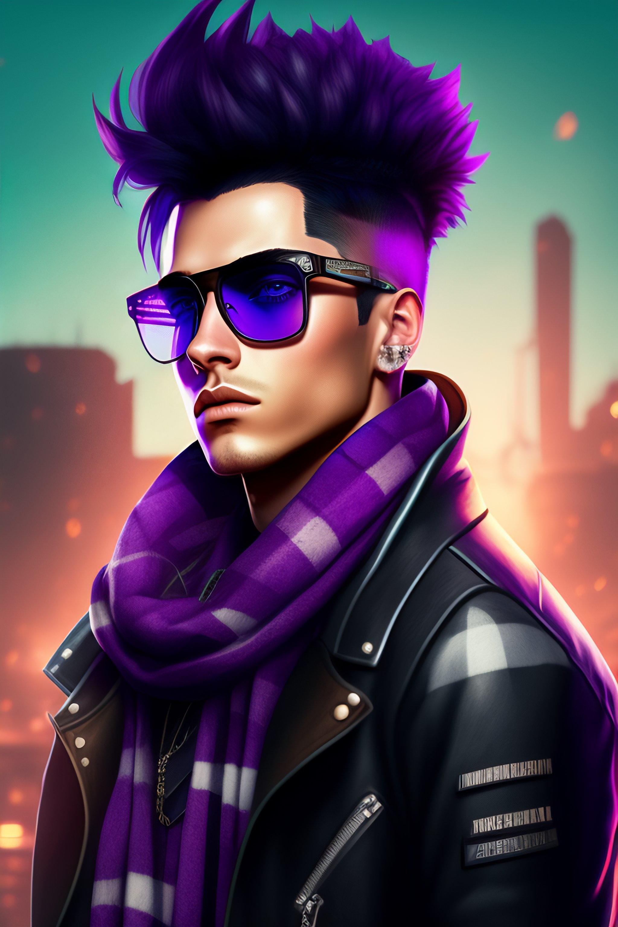 Lexica - Highly detailed portrait of a sewer emo punk student, blue ...