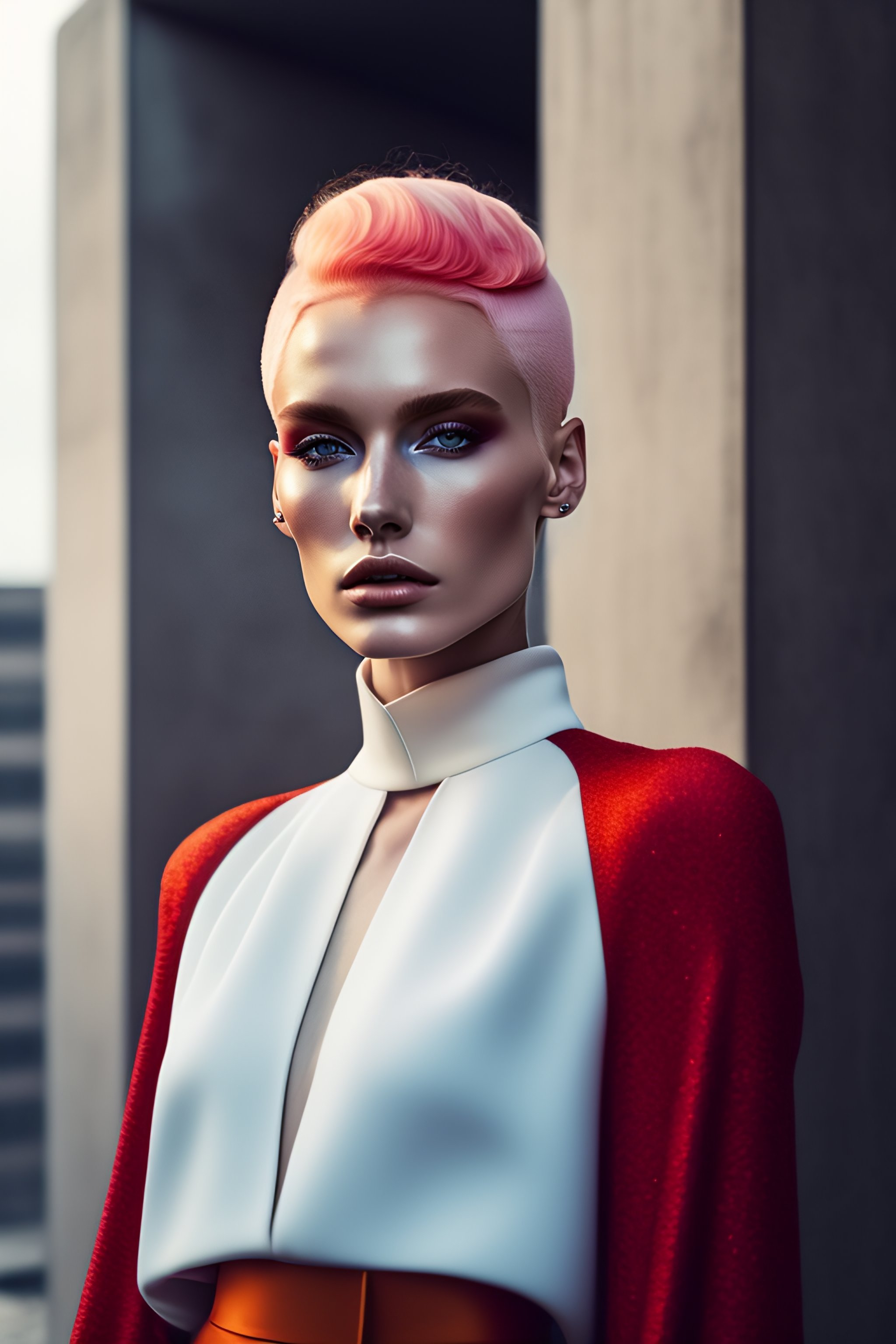 Lexica - Portrait of haute couture beautiful albino fashion model with ...