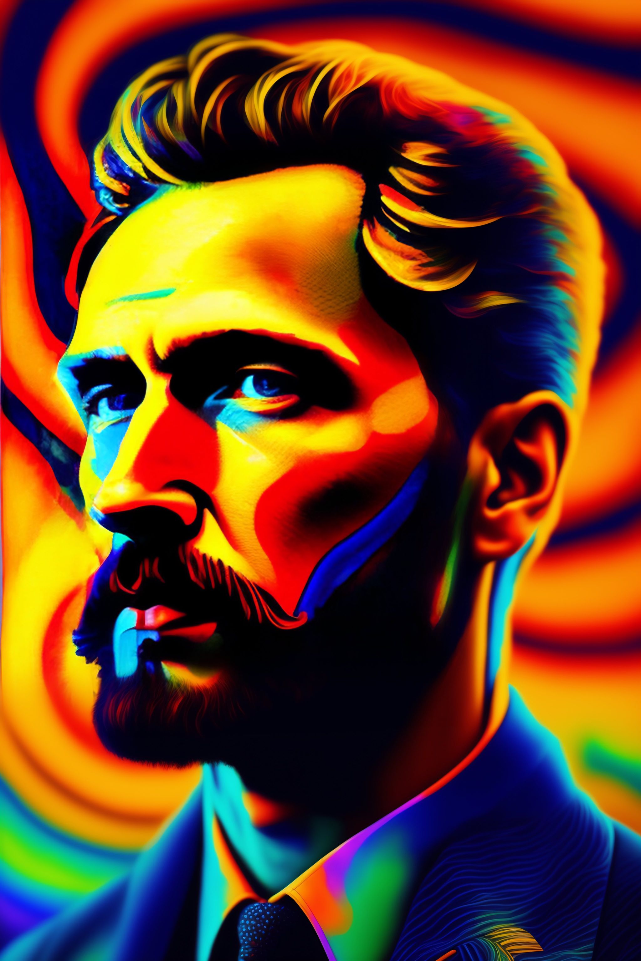 Lexica - An extremely psychedelic portrait of Vincent Van Gogh, surreal ...