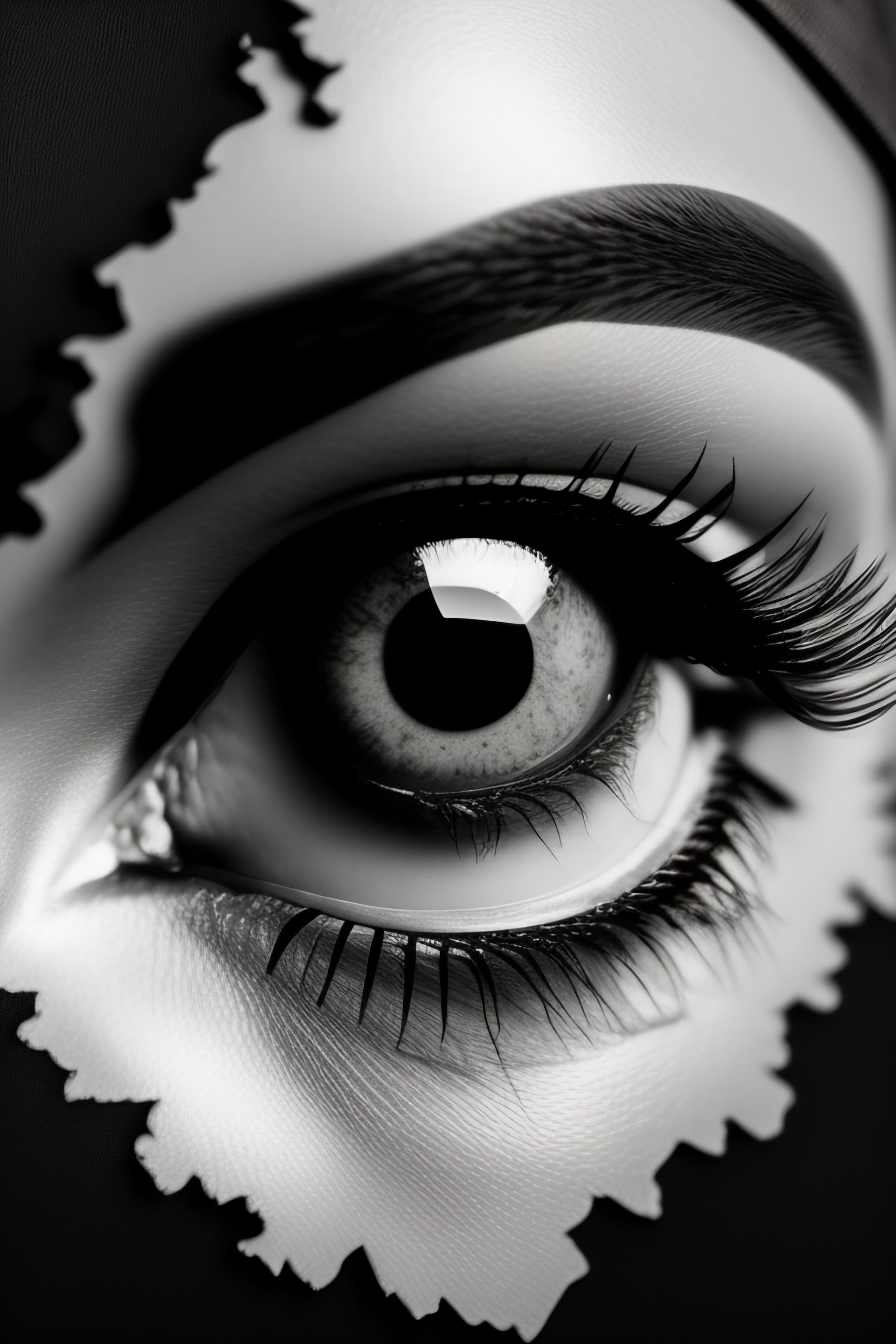 Lexica - A cutout picture of an eye from a vintage magazine, torn edges ...