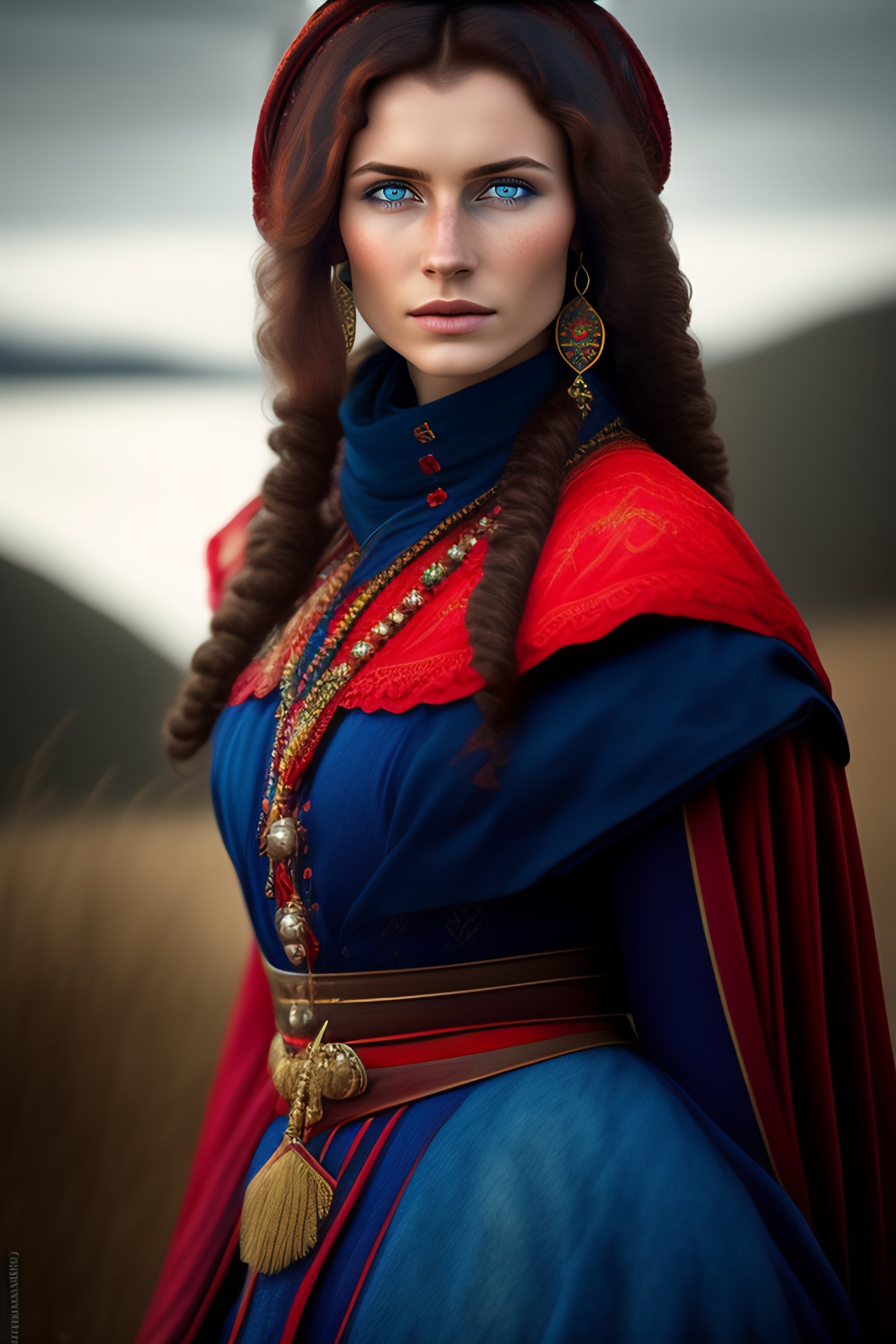 Lexica - Realistic photo cossack woman pale skin long face and chin ...