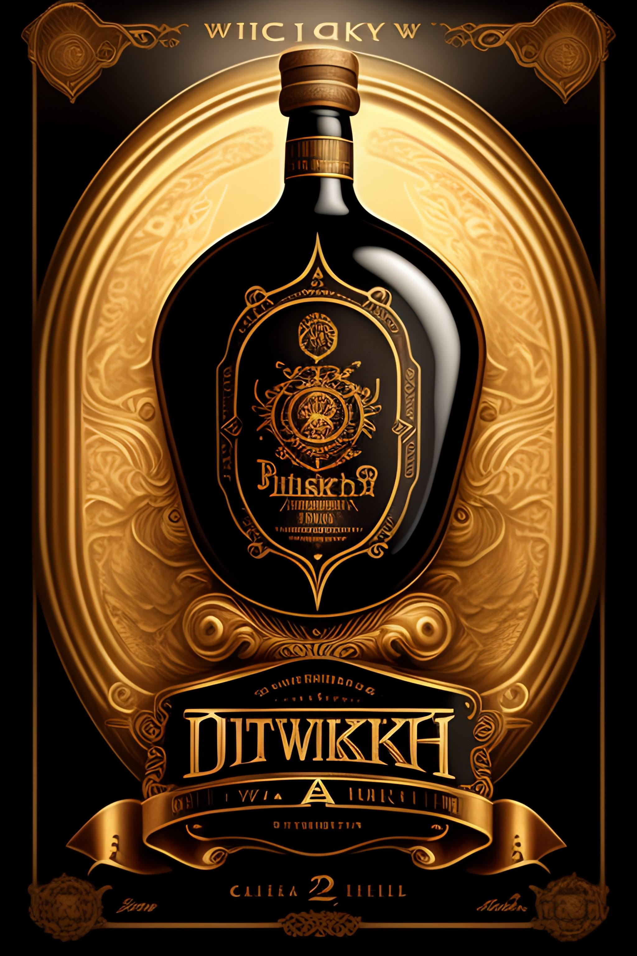 Lexica - Steampunk modern whiskey label design