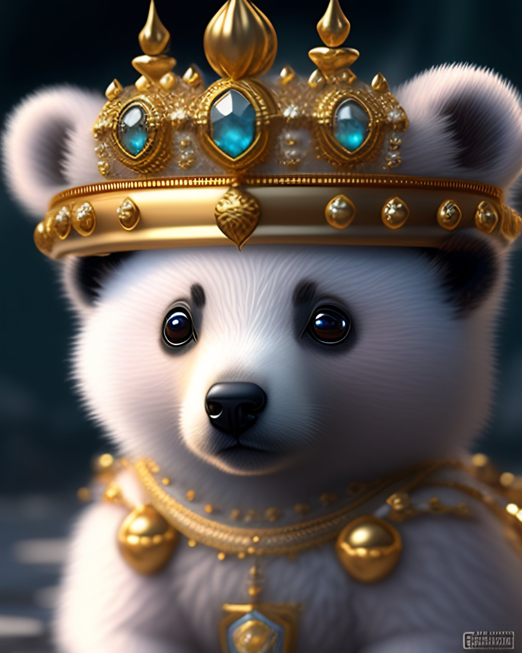 Lexica - Cute baby icebear with royal crown, royal armour and royal ...