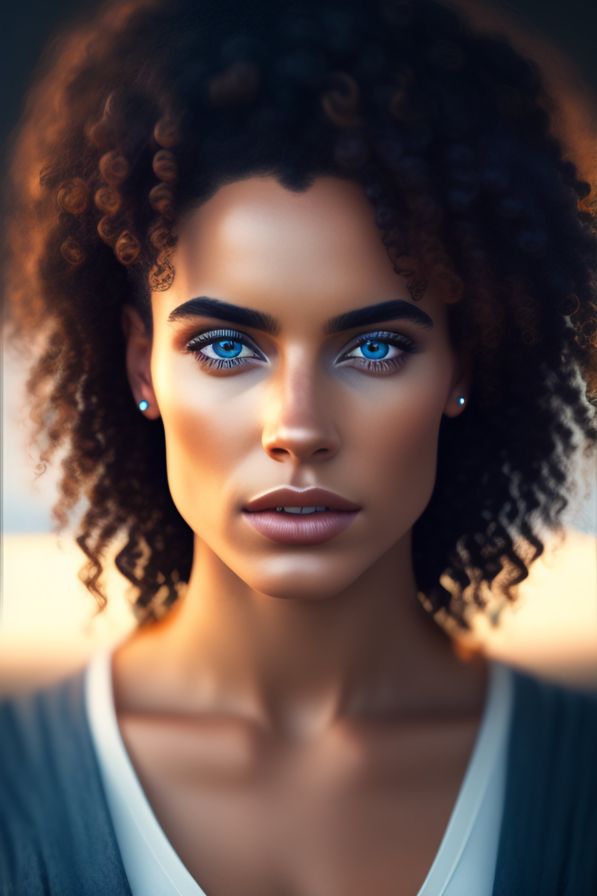 Lexica - Beautiful curly head white woman with blue black hair eyes 8k ...