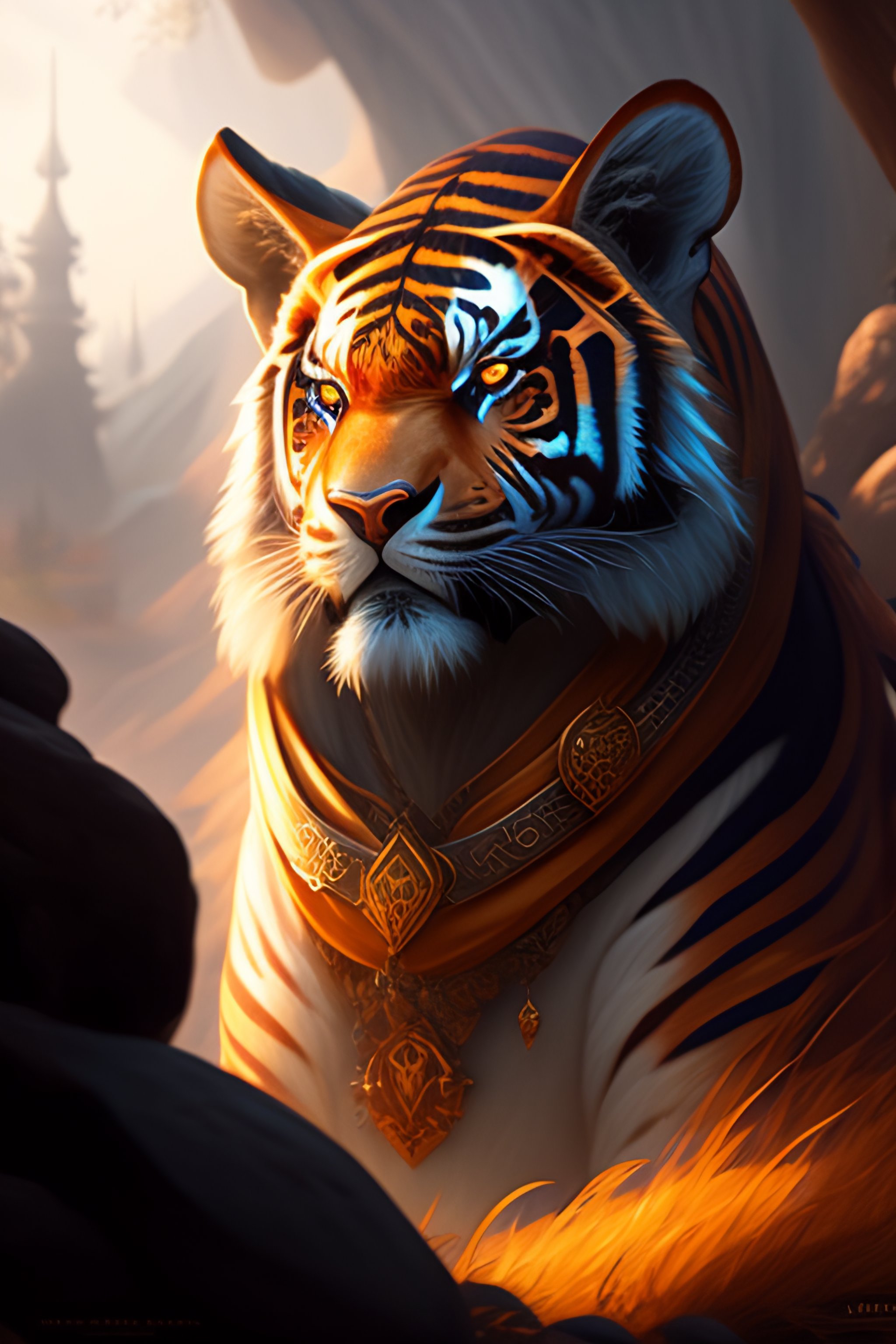Lexica - Druid, tiger, samurai, by justin gerard and greg rutkowski ...
