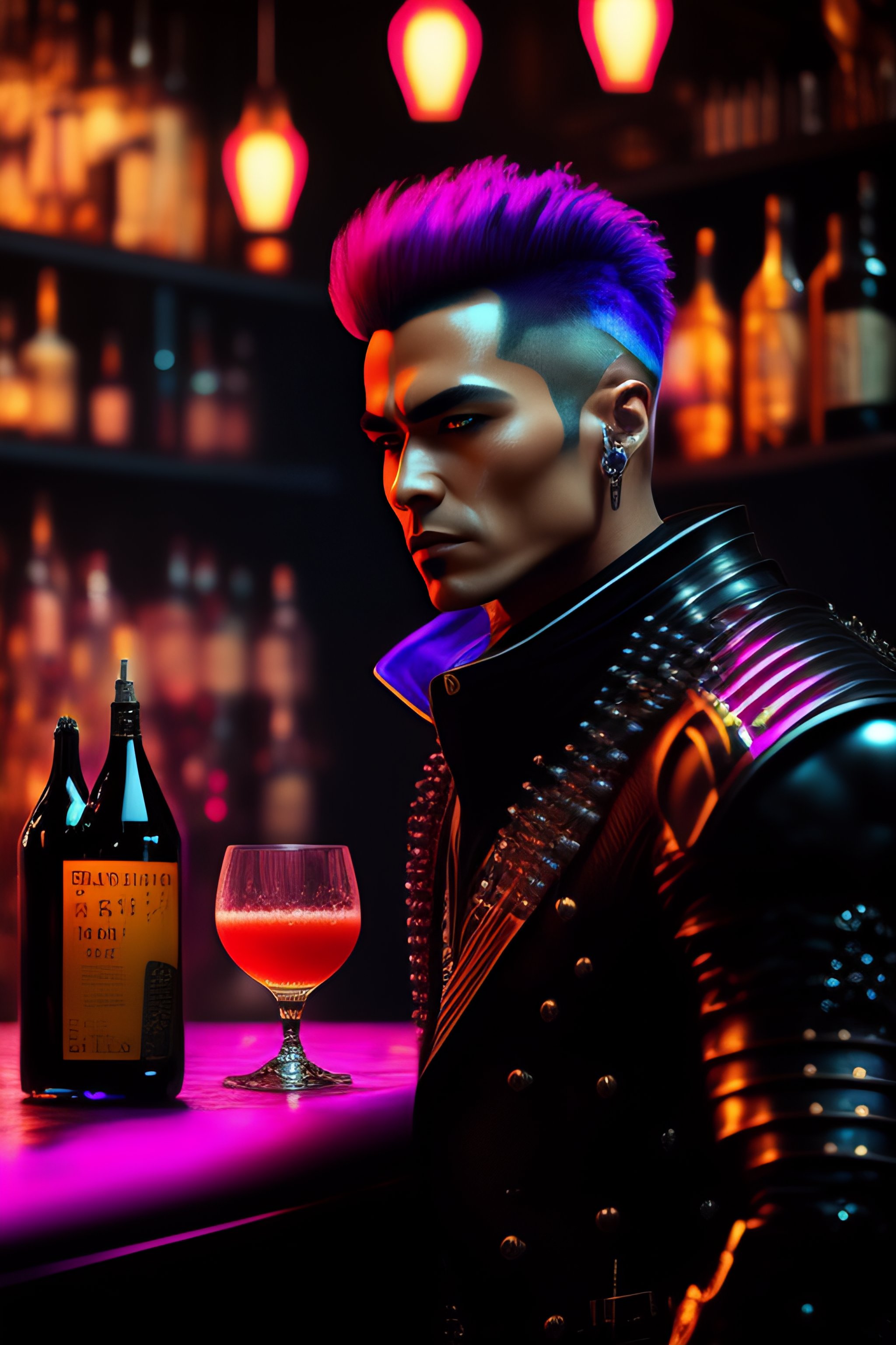 Lexica - Punk man biomechanical mixologist and retro futuristic 60s ...