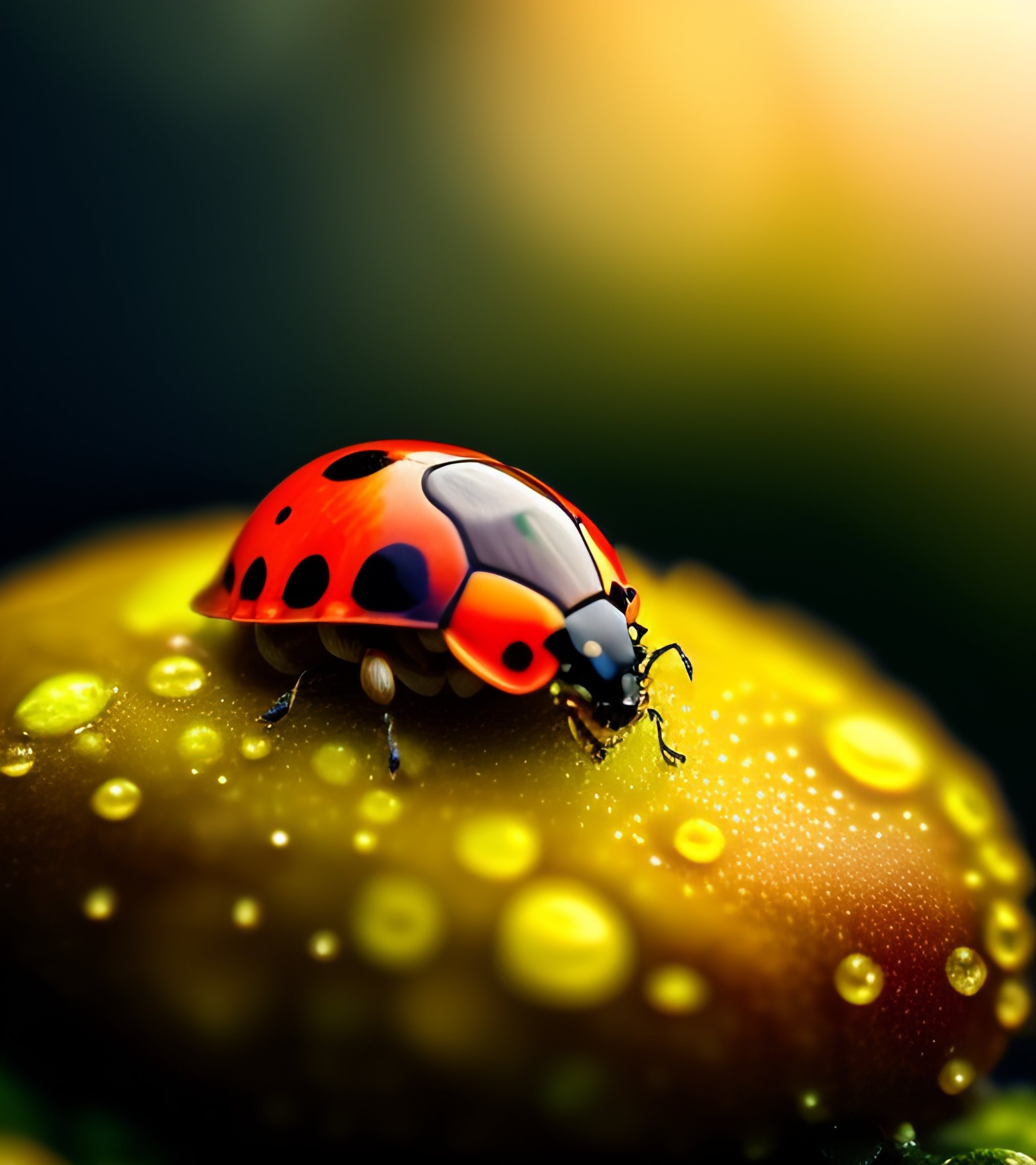 Lexica - Beautiful cute ladybug posing on a wet leave, photography ...