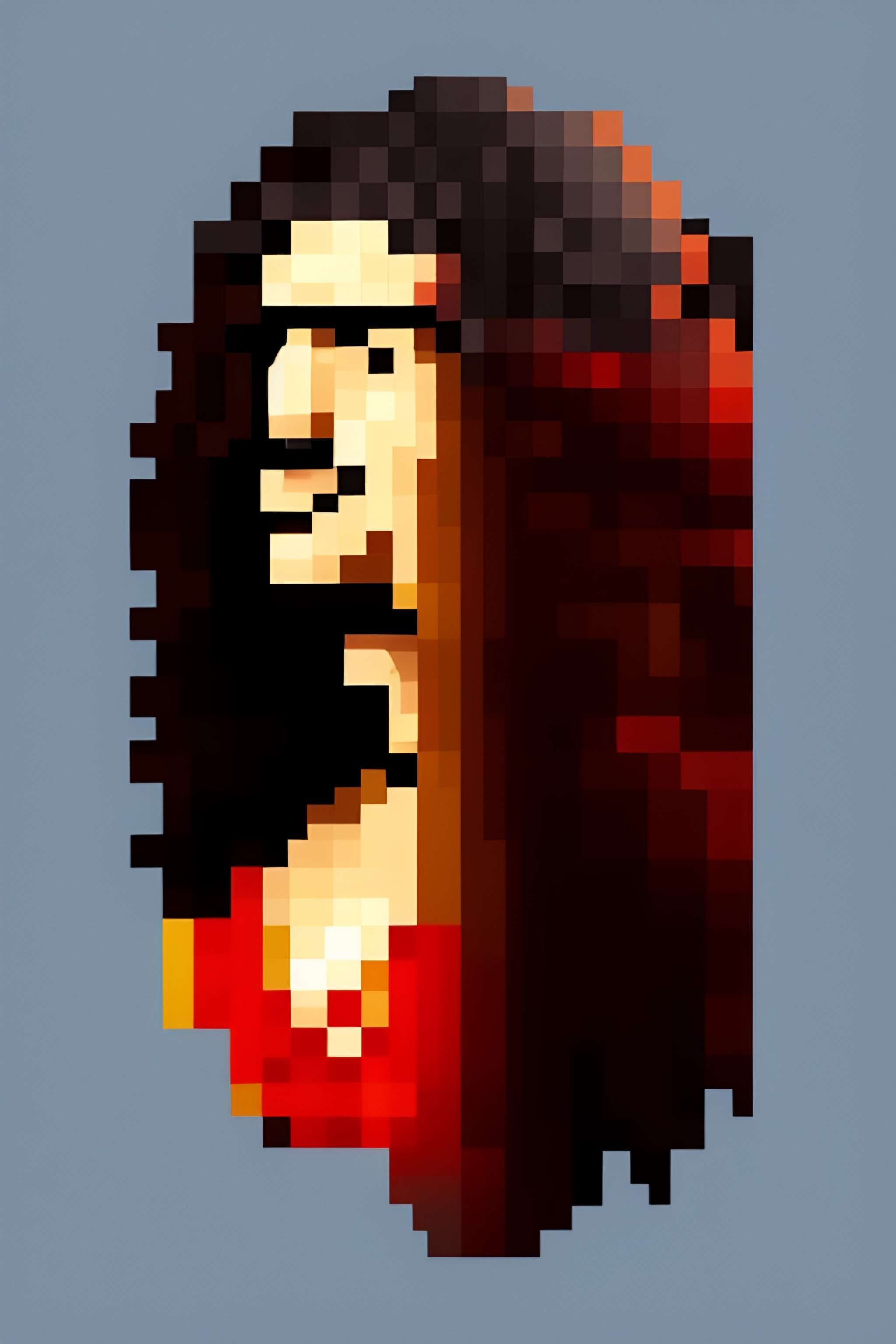 Lexica - Man with long curly hair pixel art
