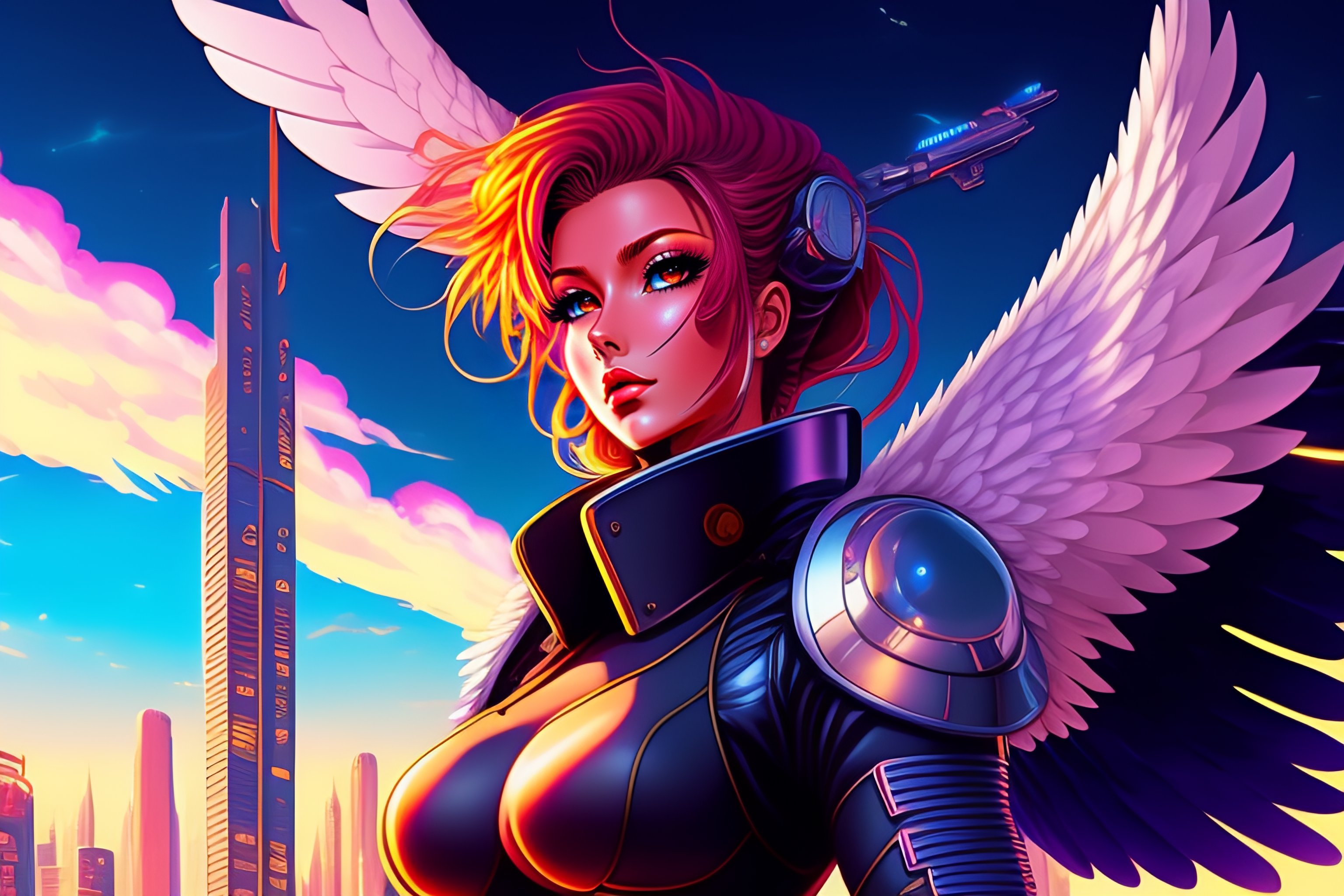 Lexica - 90´s vintage anime style, Android Angel with technological ...
