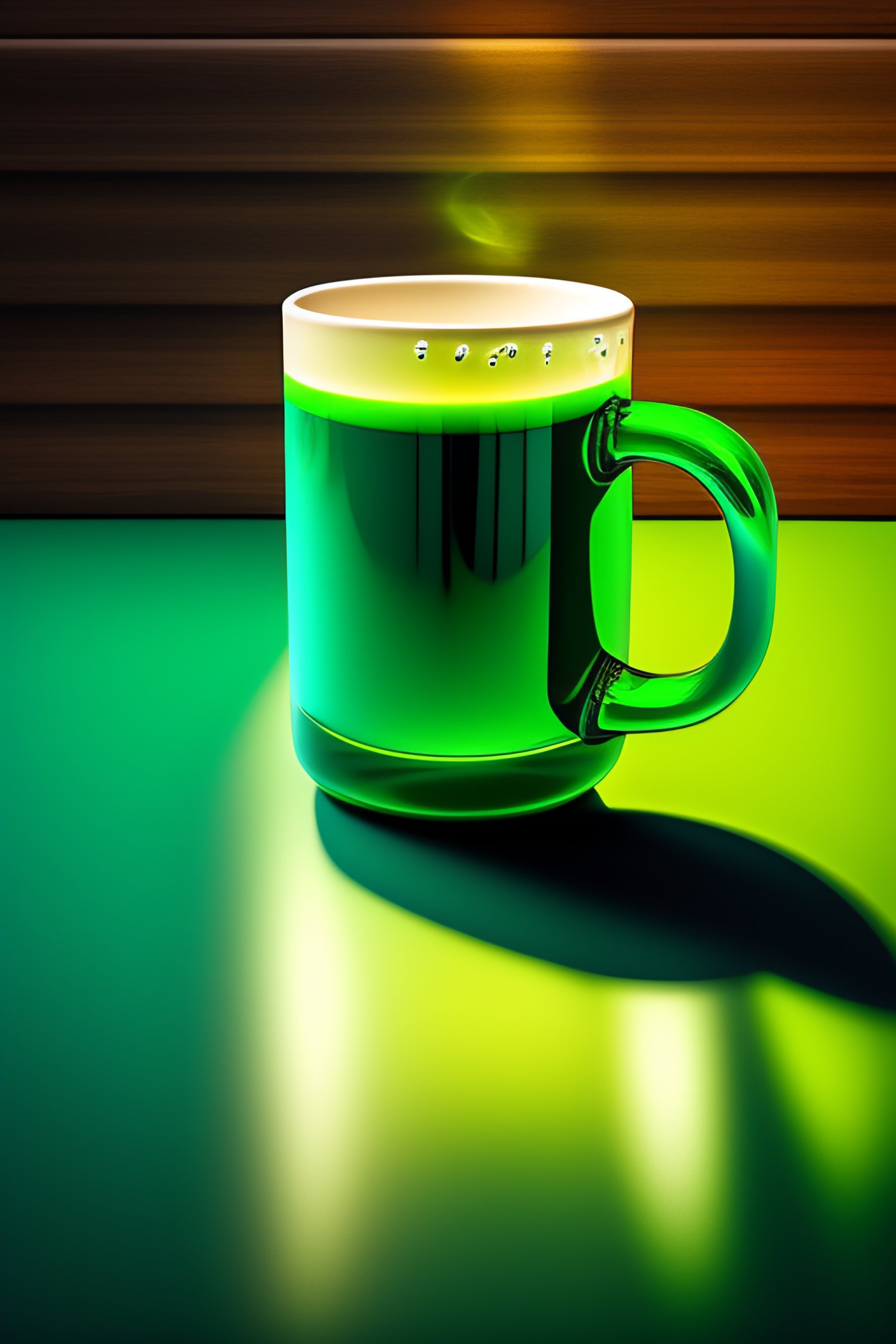 Lexica - Portrait a coffee mug and a green iphone on a table