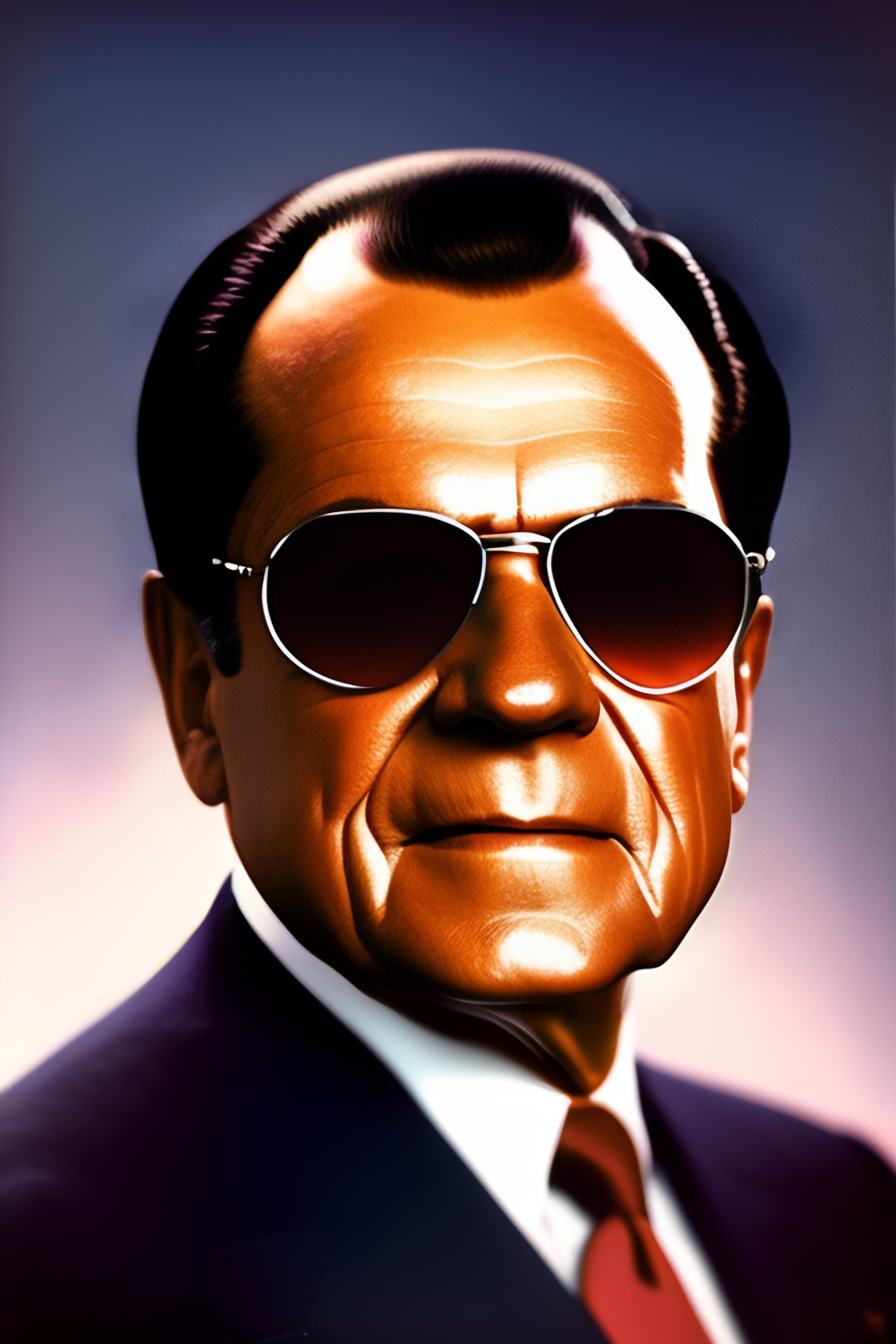 Lexica - Portrait of Richard Nixon wearing aviators