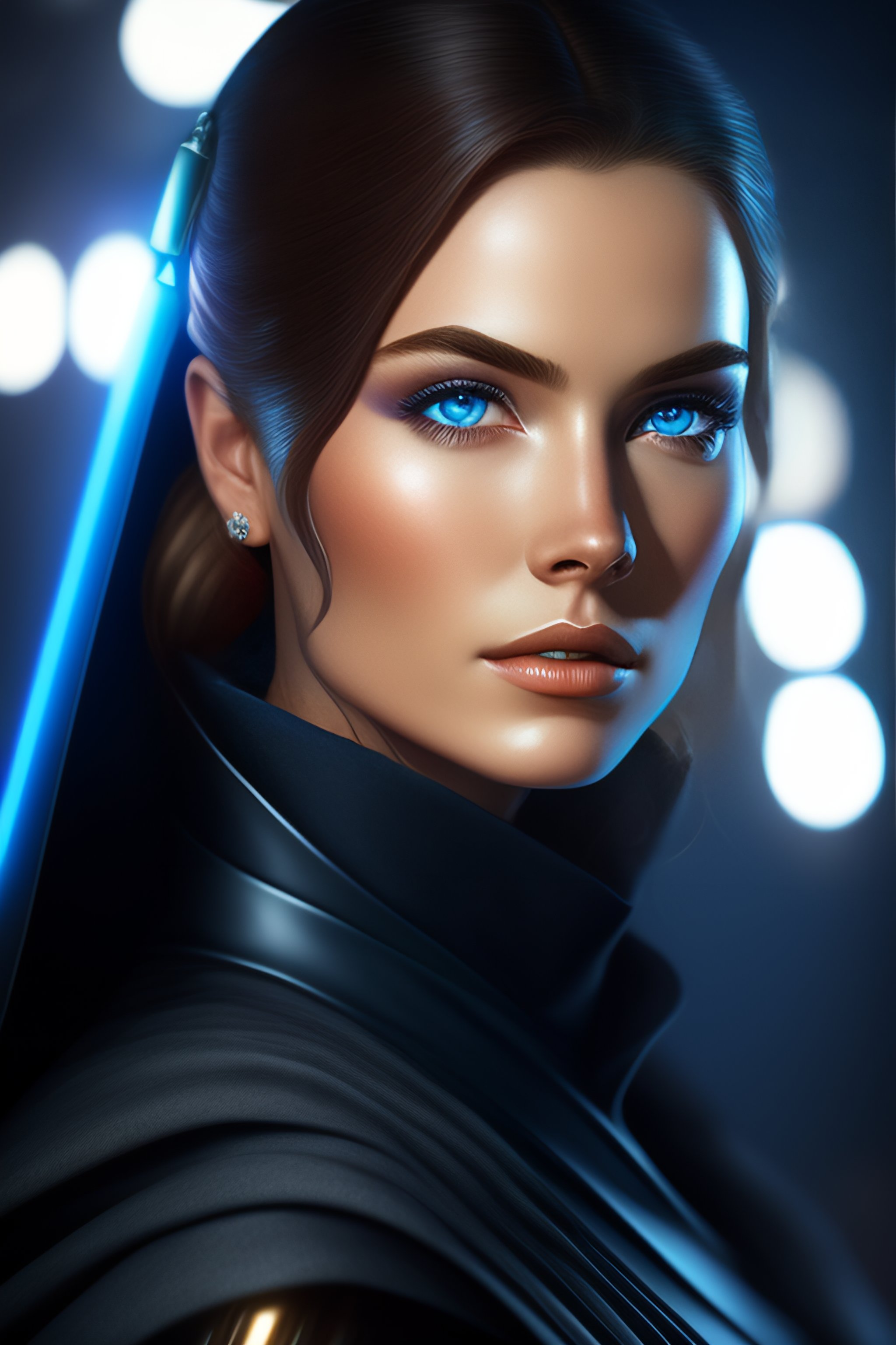 Lexica - Professional portrait of young jedi woman with a blaster, Star ...