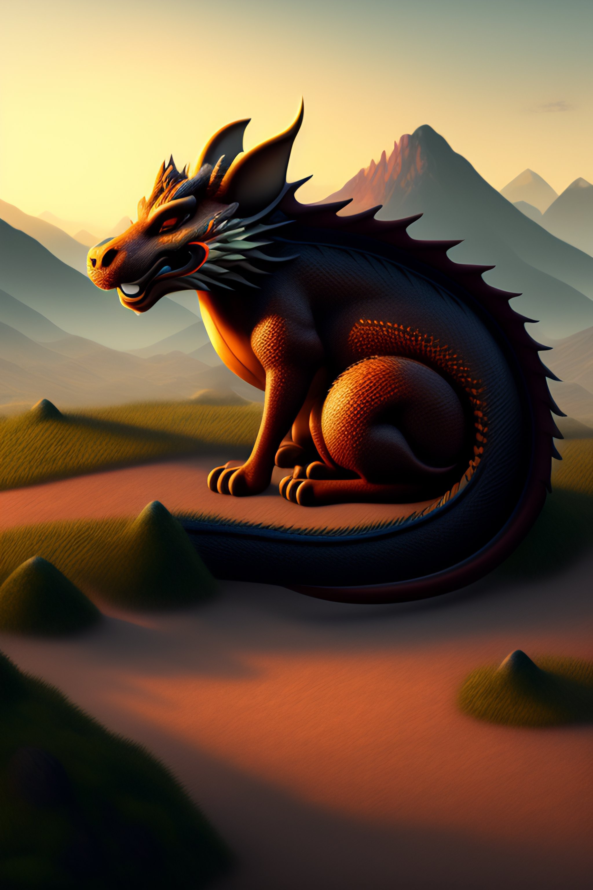 Lexica - Eastern dragon, ground, 2D