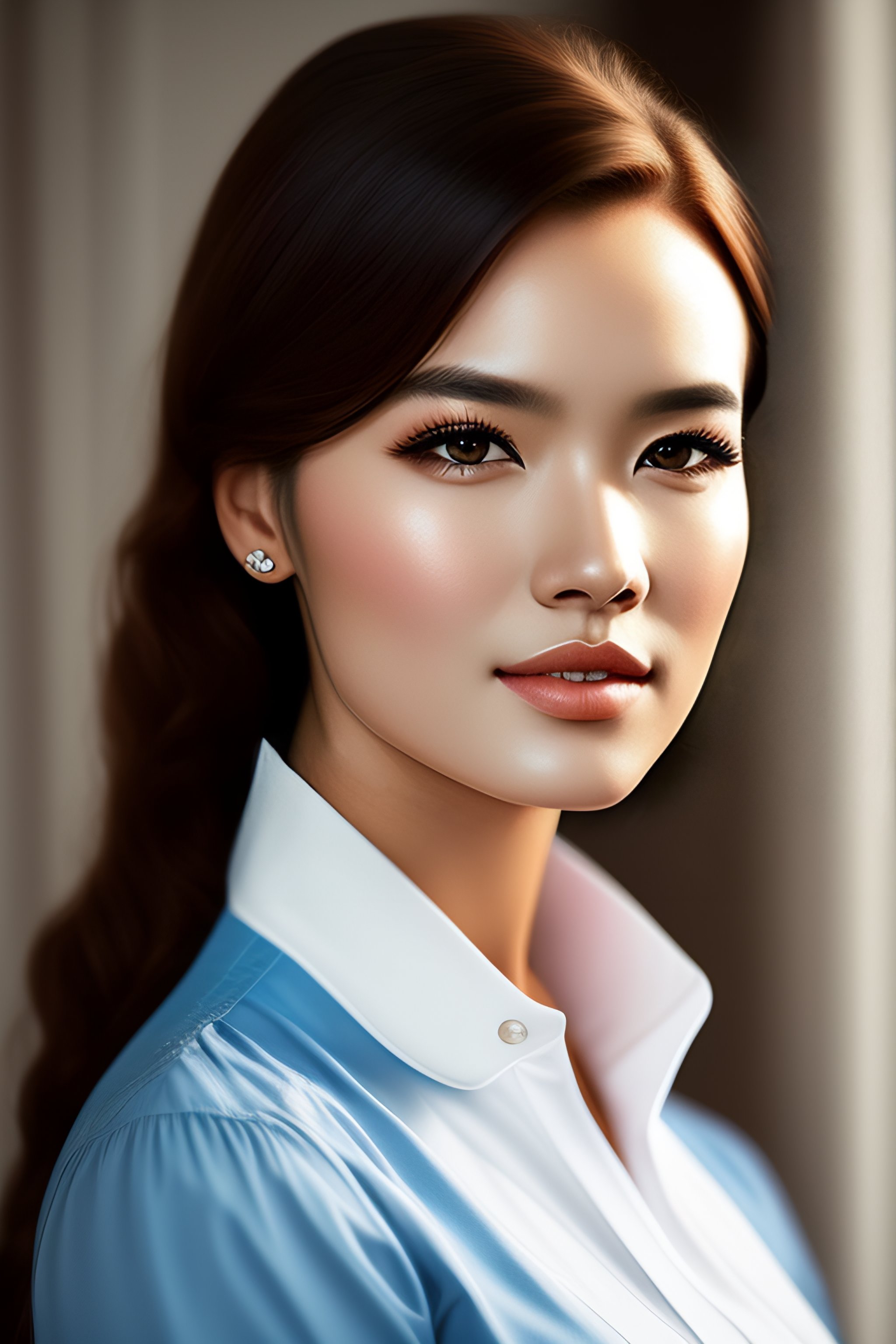 Lexica - Photo realistic headshot of a cute young woman with a blank ...