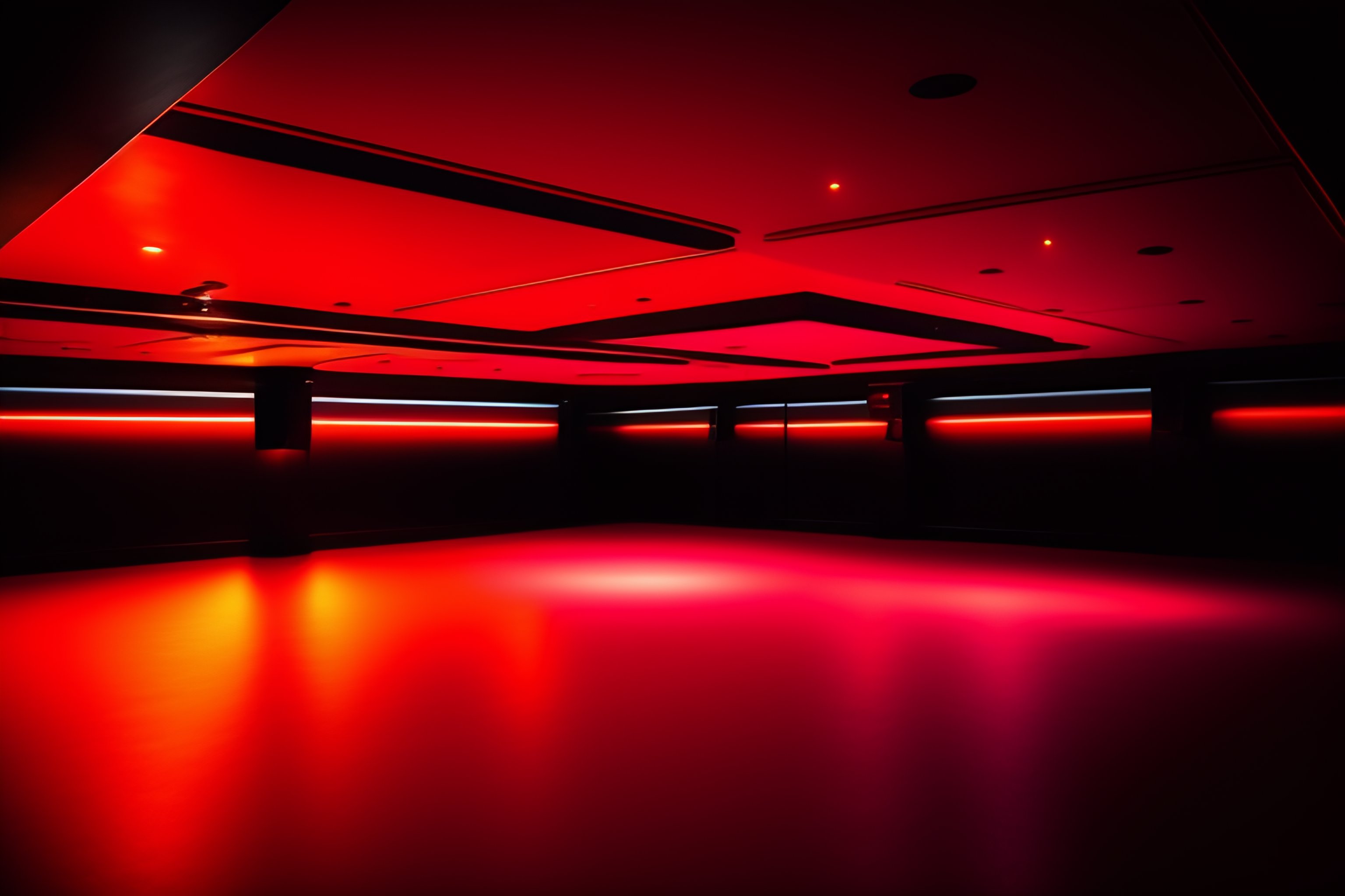 Lexica - Black and red nightclub disco dancefloor interior, square