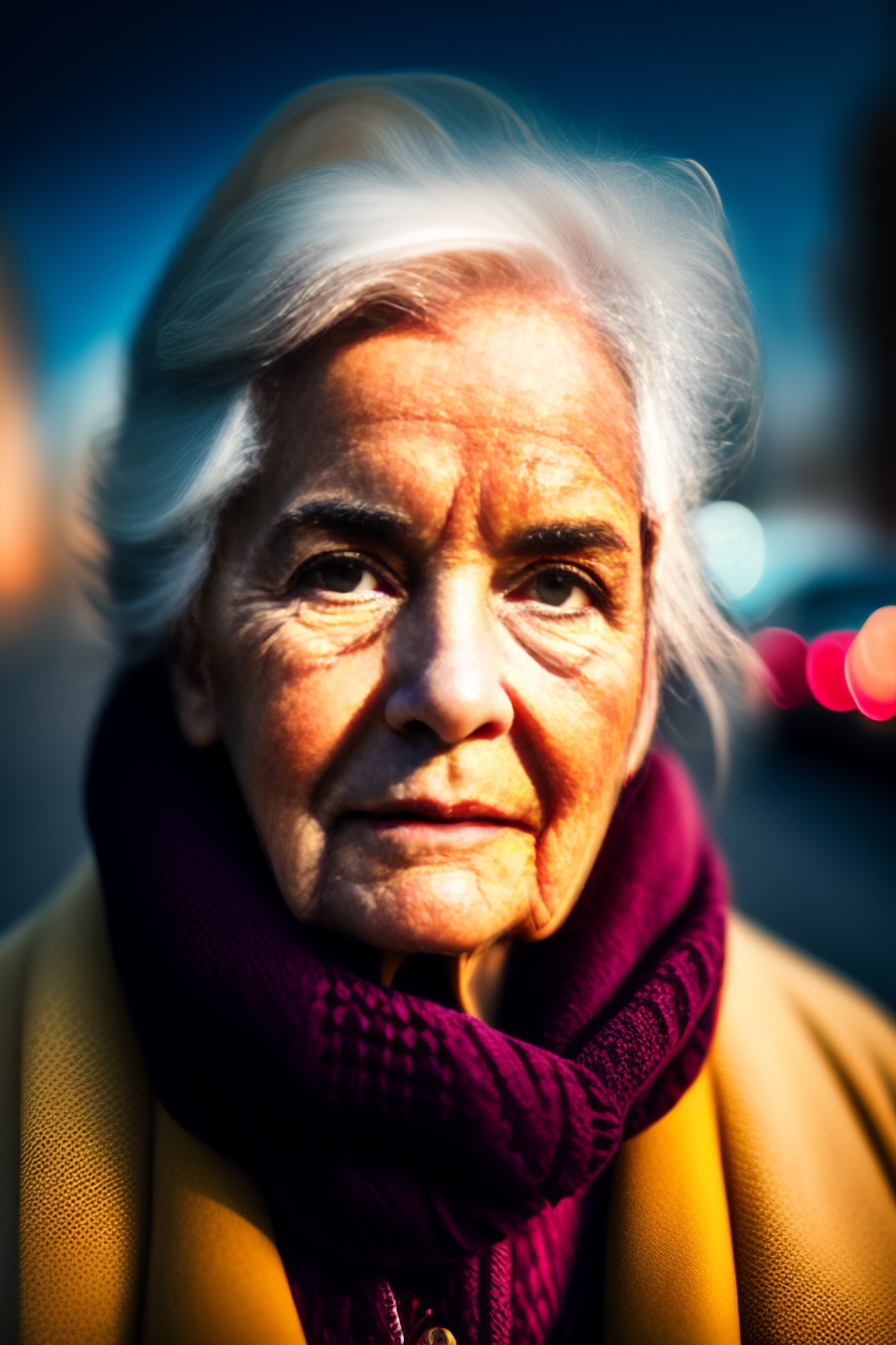 Lexica - Old woman in the street, natural light, sharp, detailed ...
