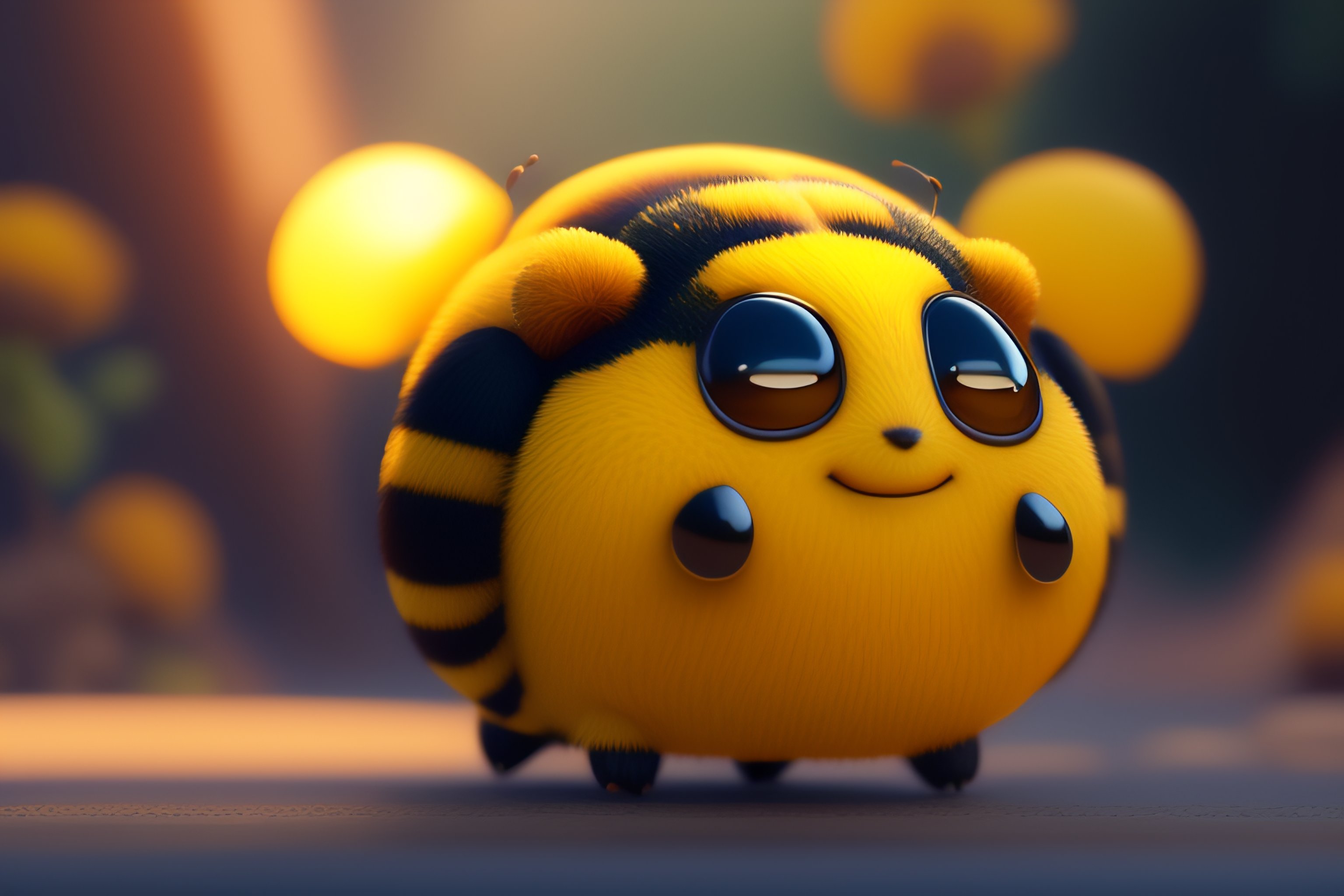 Lexica - Cute adorable little bumblebee waving and smiling greeting me ...
