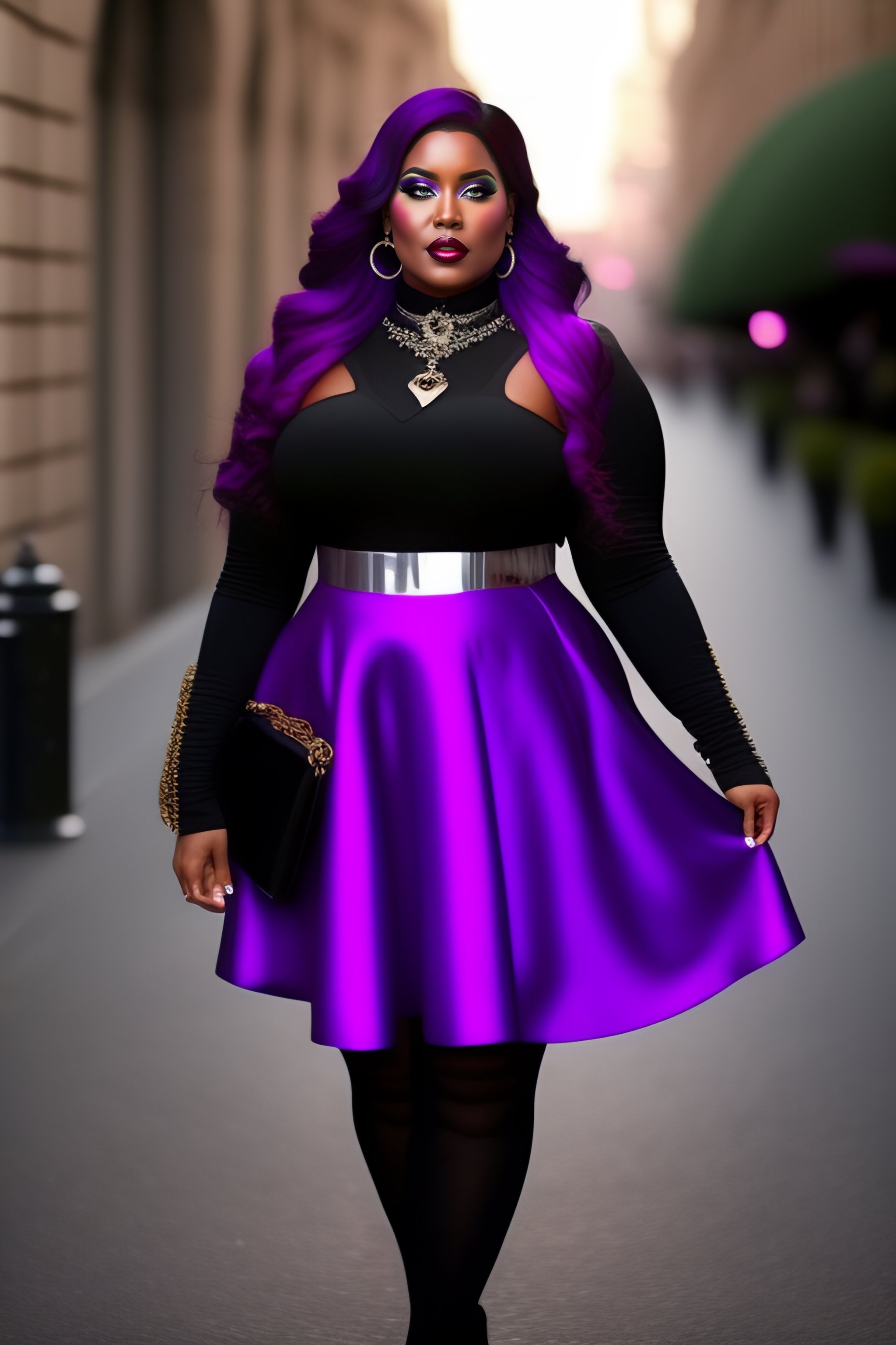 Lexica - Plus size beautuful women gothic fashion show black mini skirt ...