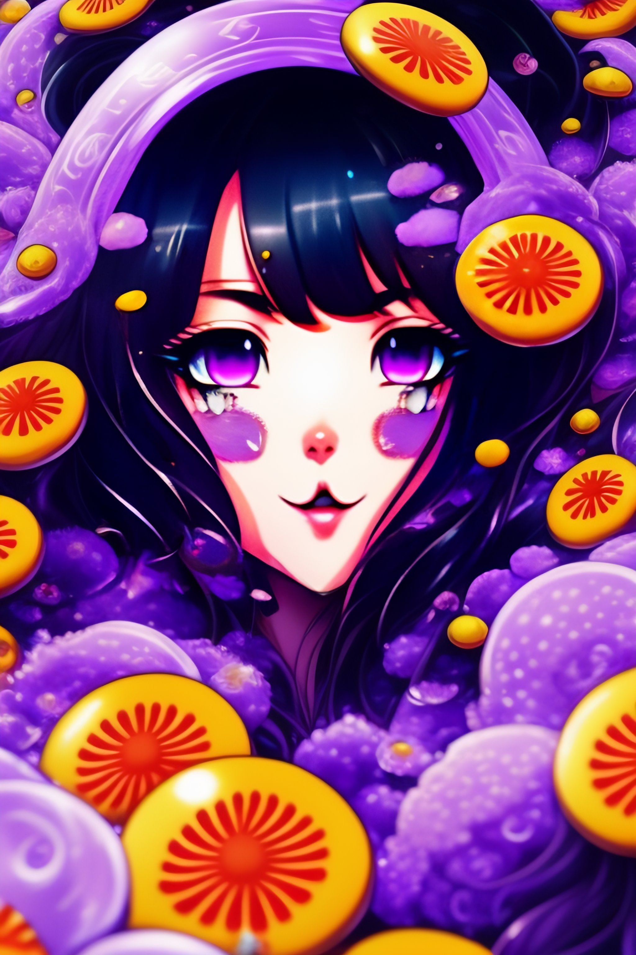 Lexica - A manga girl tripping on shrooms drowning in mushrooms, smile ...