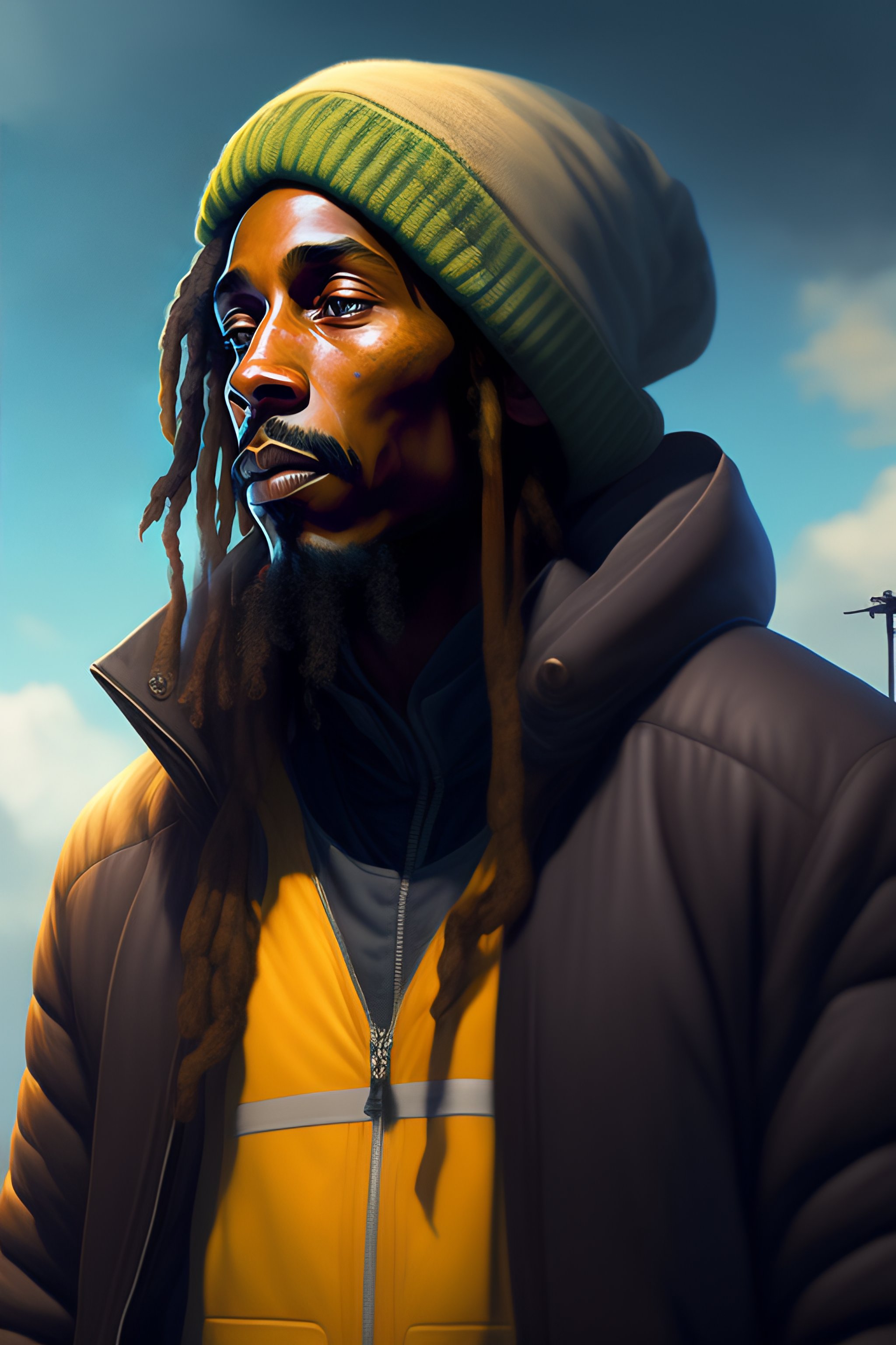 Lexica - Highly detailed portrait of bob marley as a homeless, in anime ...