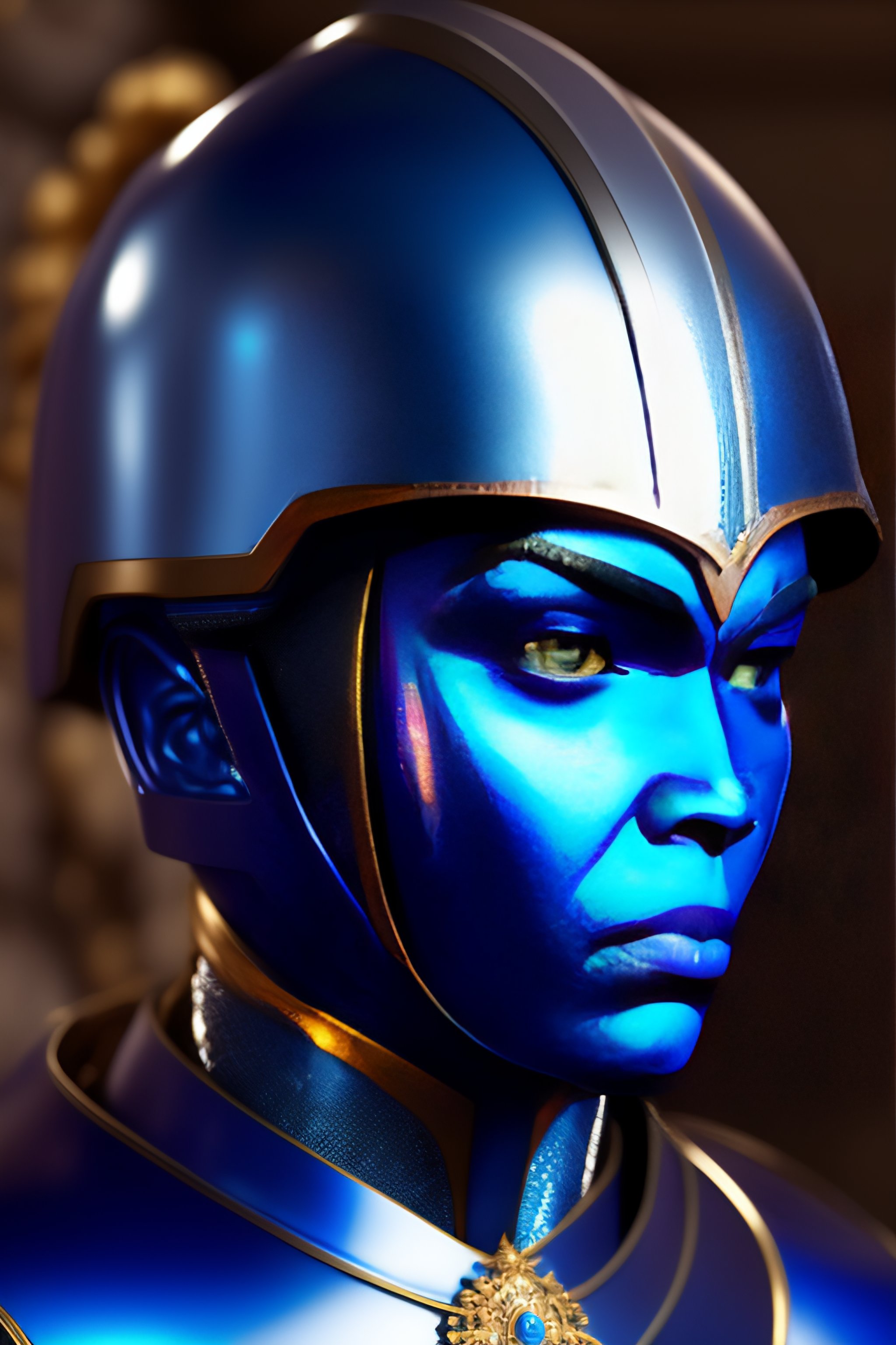 Lexica - Megamind, blue, man, black armor, big head, Disney
