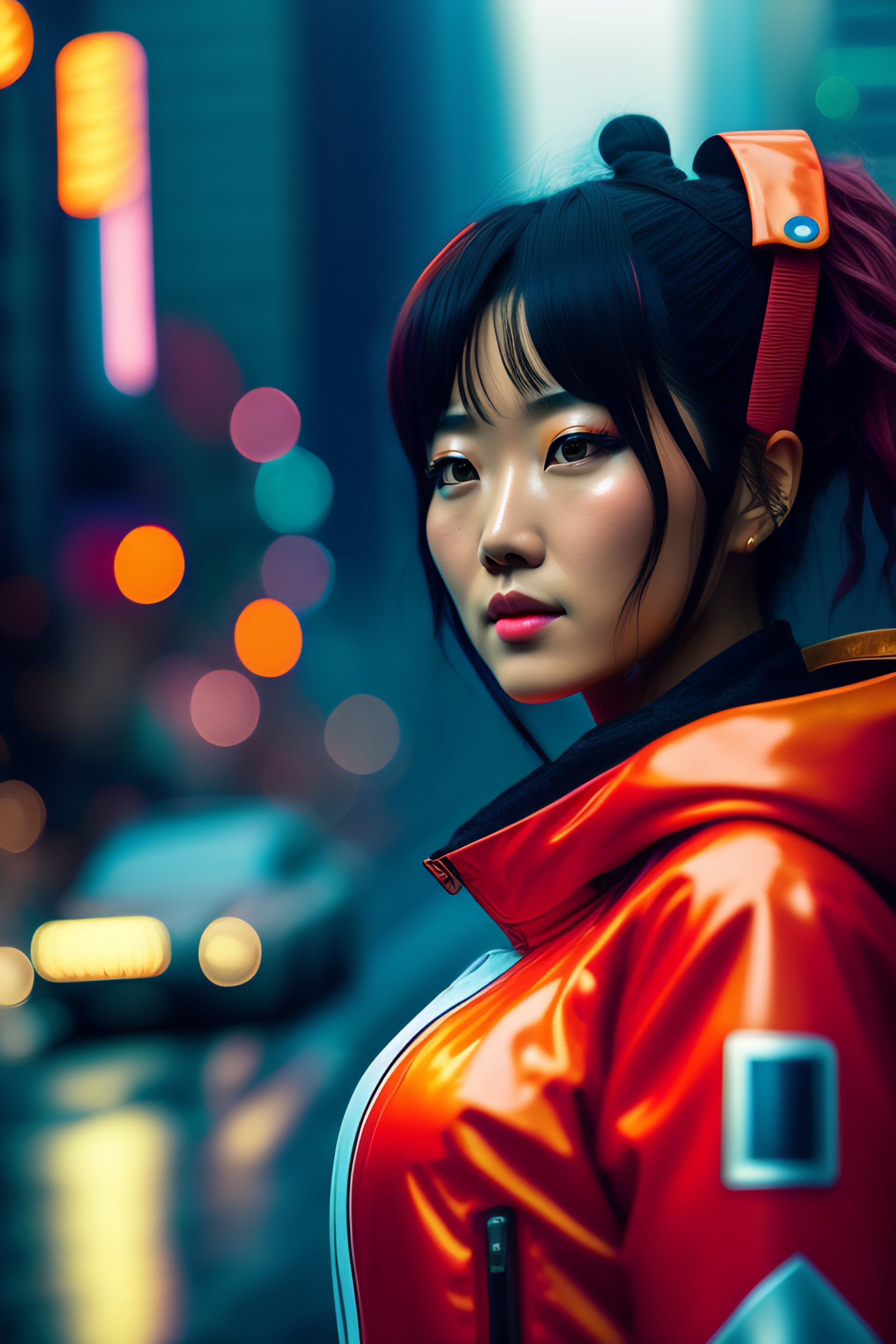 Lexica - Kaori from akira, cyborg parts, rainy Neo Tokio photo shoot ...