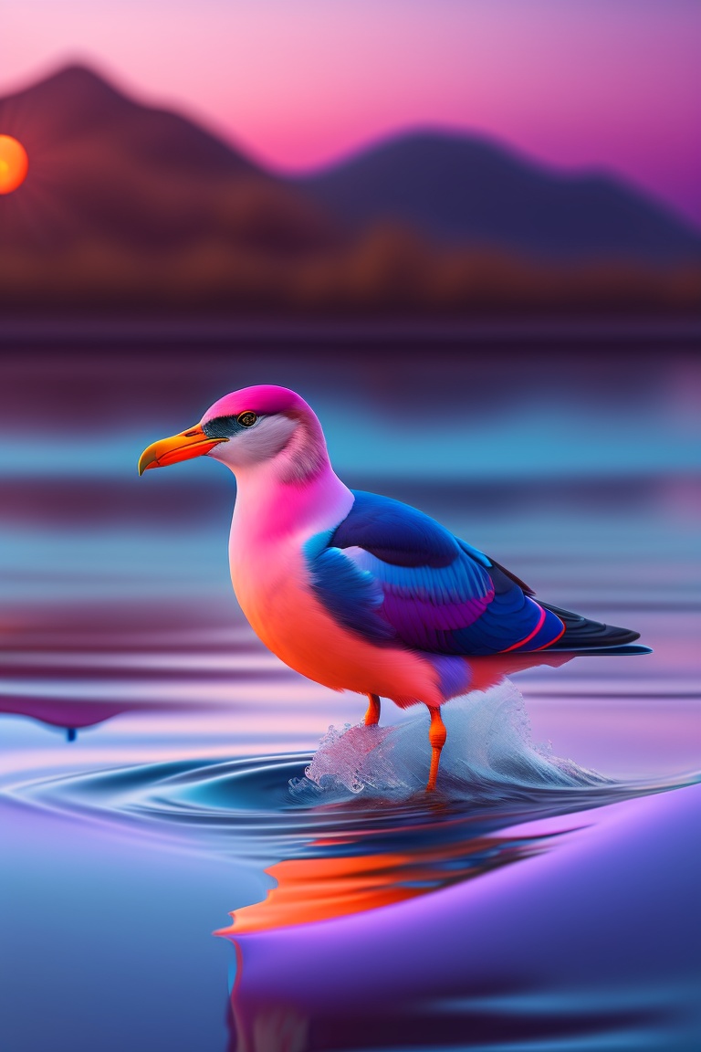 Lexica - The seagull trying to stand on the water but sinking ,in ...