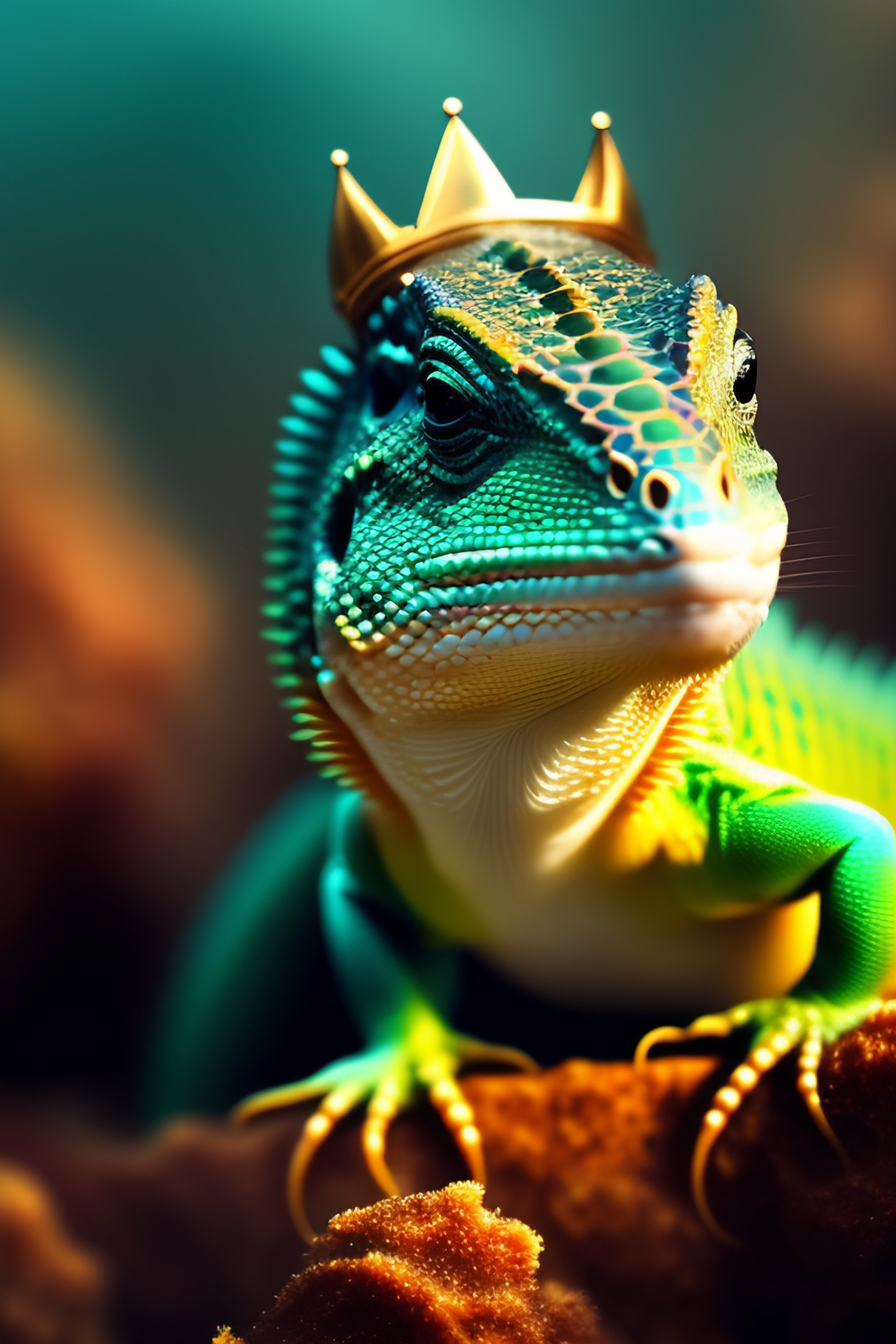 Lexica - Lizard with crown underwater