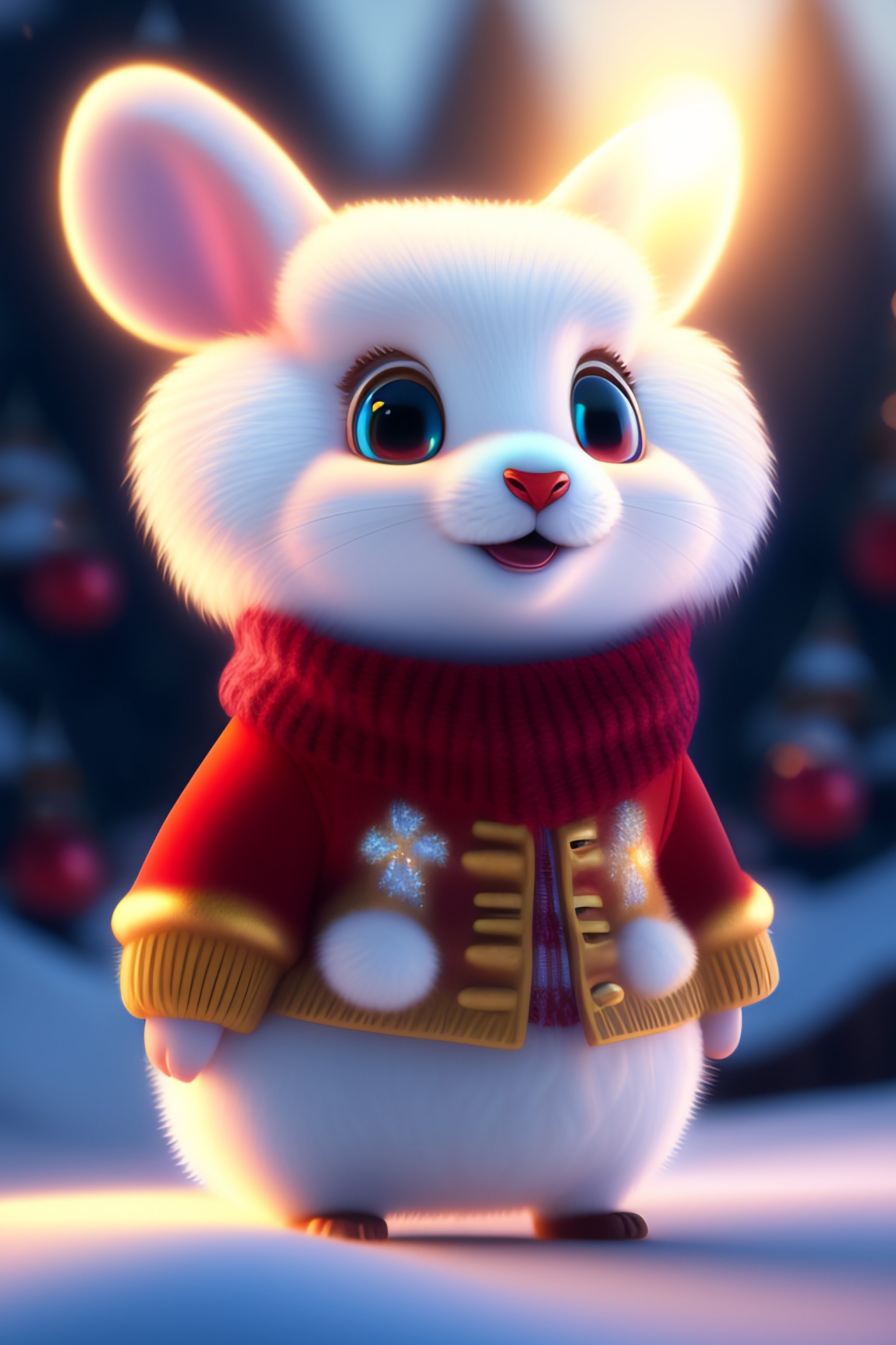 Lexica - Pixar style,a super cute and happy white fairy rabbit ,wear ...