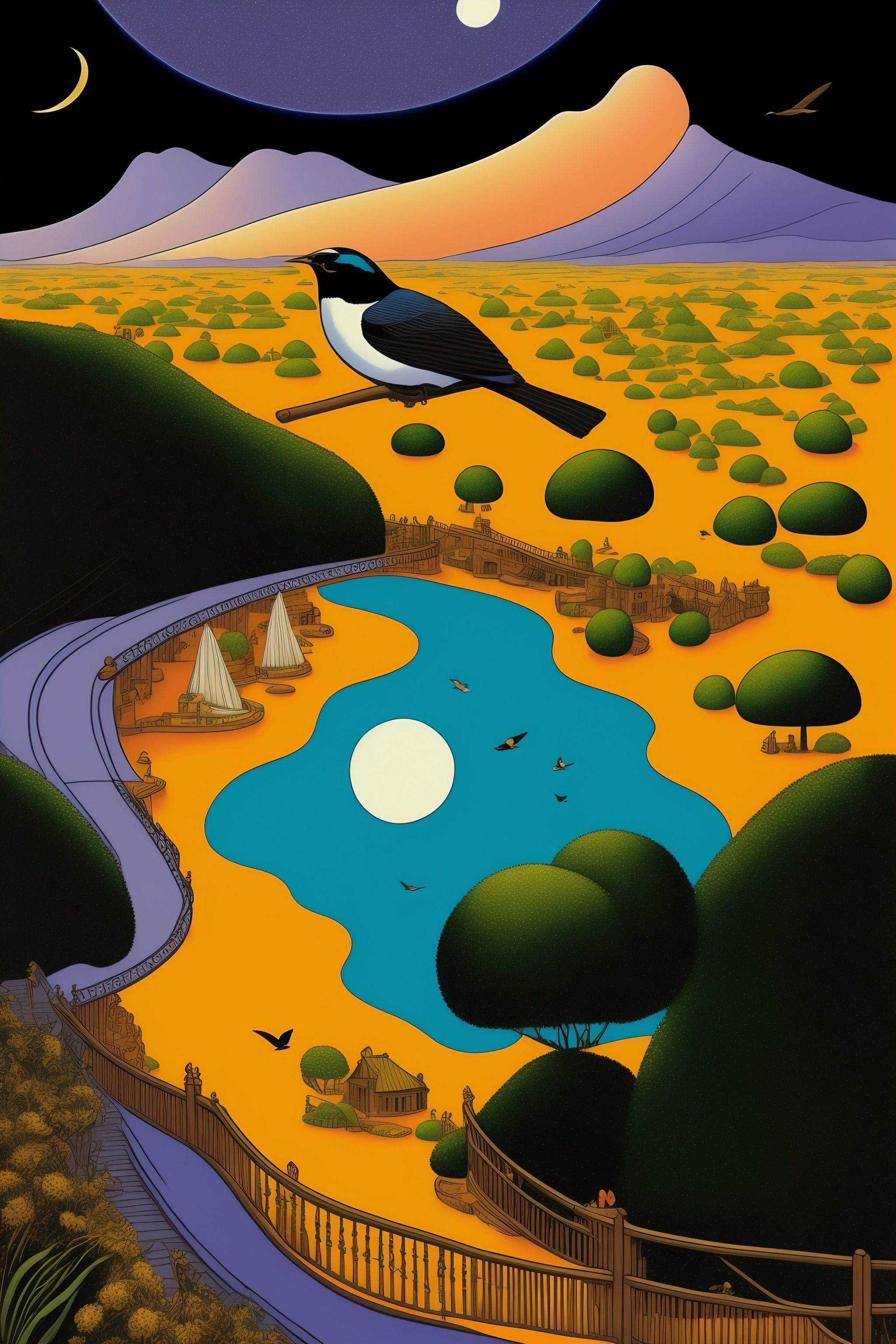 Lexica - Pen and ink, birds eye view, illustrated by hergé, Background ...