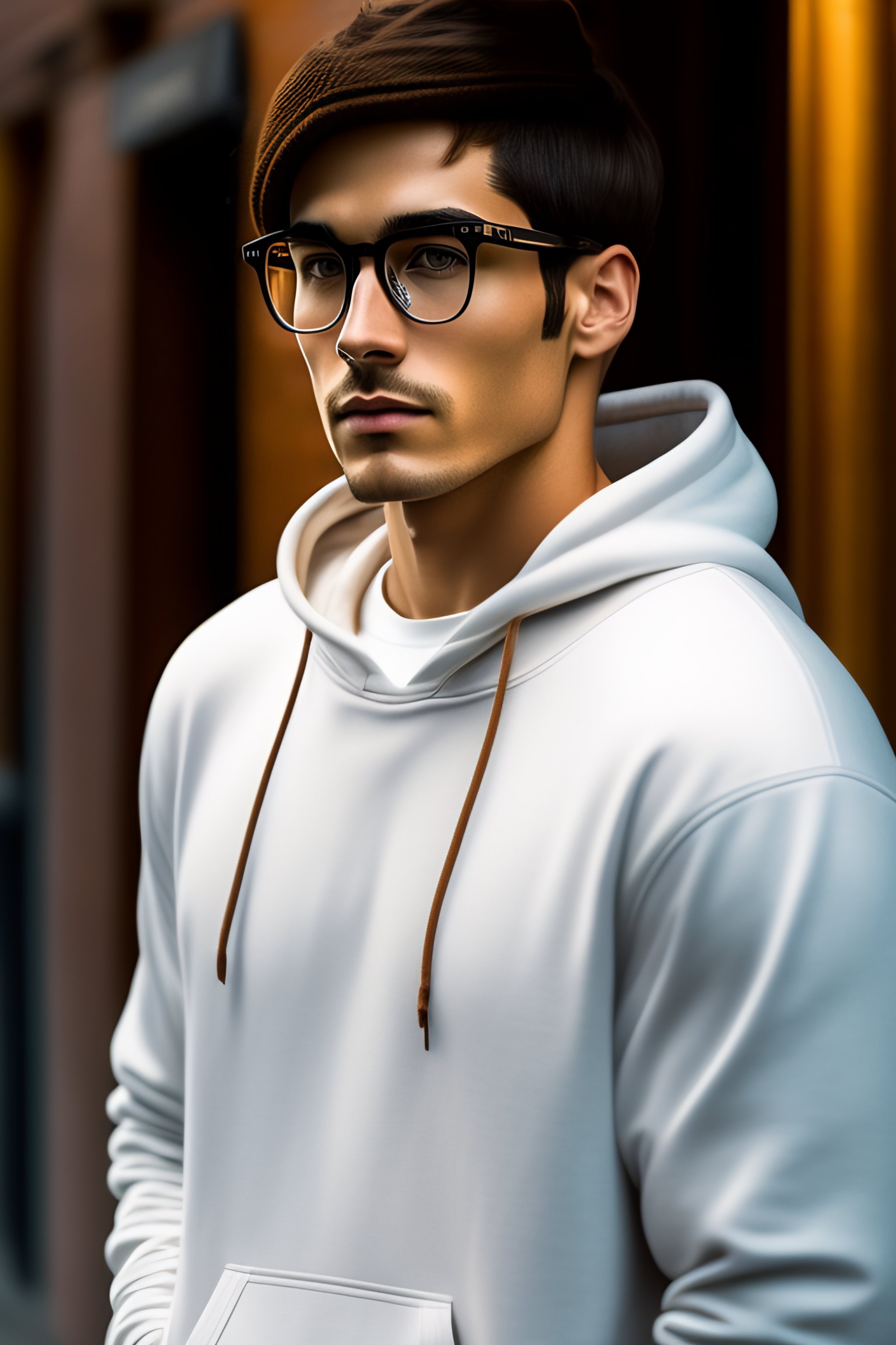 Lexica - White guy, short brown hair, very thin round-ish glasses ...