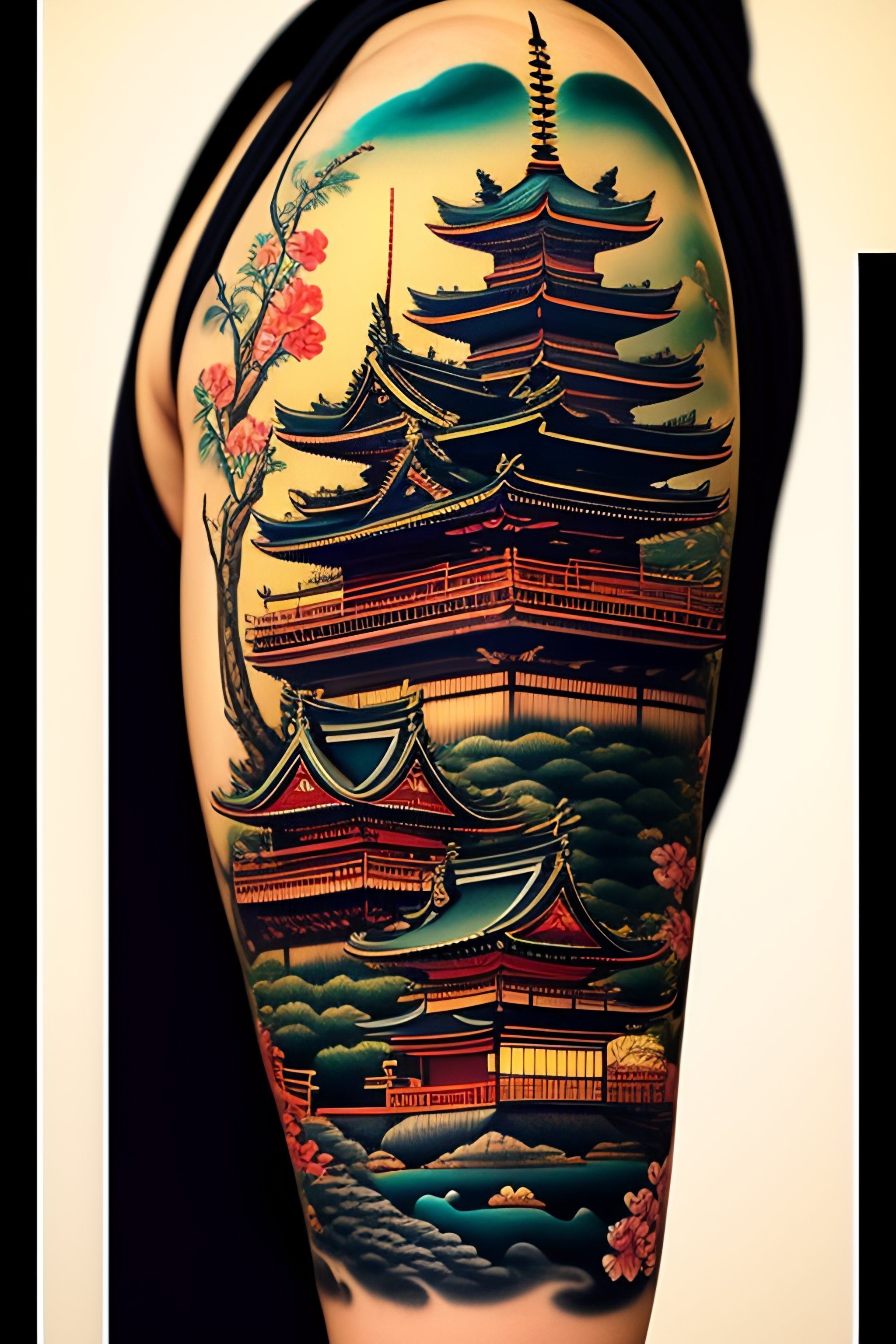Japanese Pagoda Tattoo