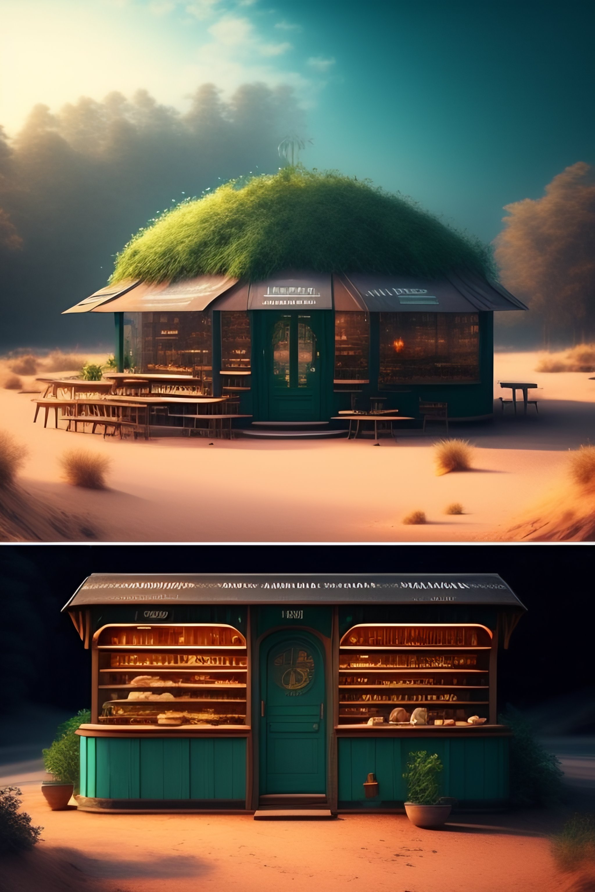 Lexica - Amazing cafe shop lost in the middle of nowhere mysterious ...