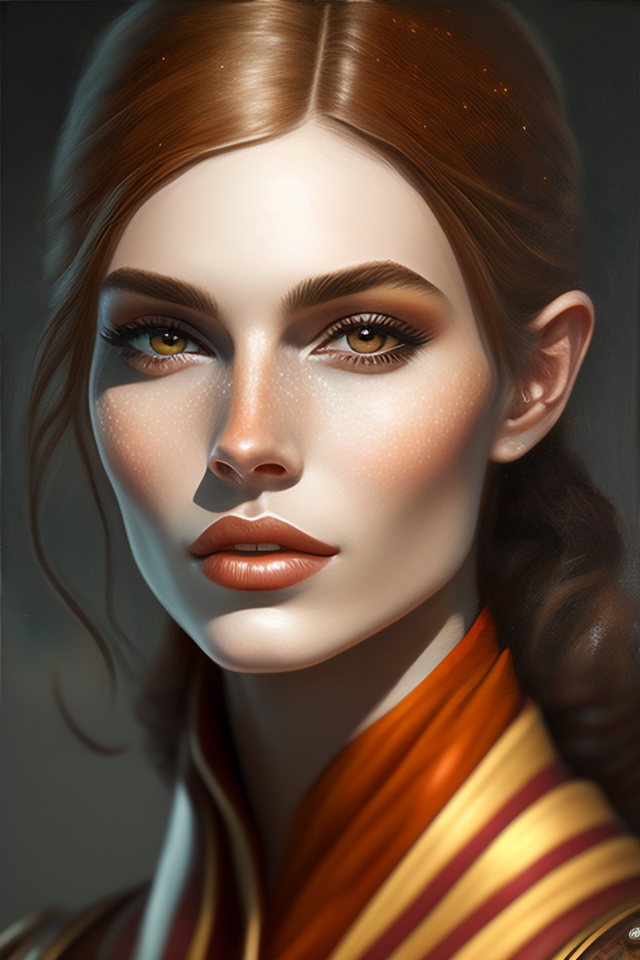 Lexica - An elve portrait of the slender woman with smiley lips, a long ...