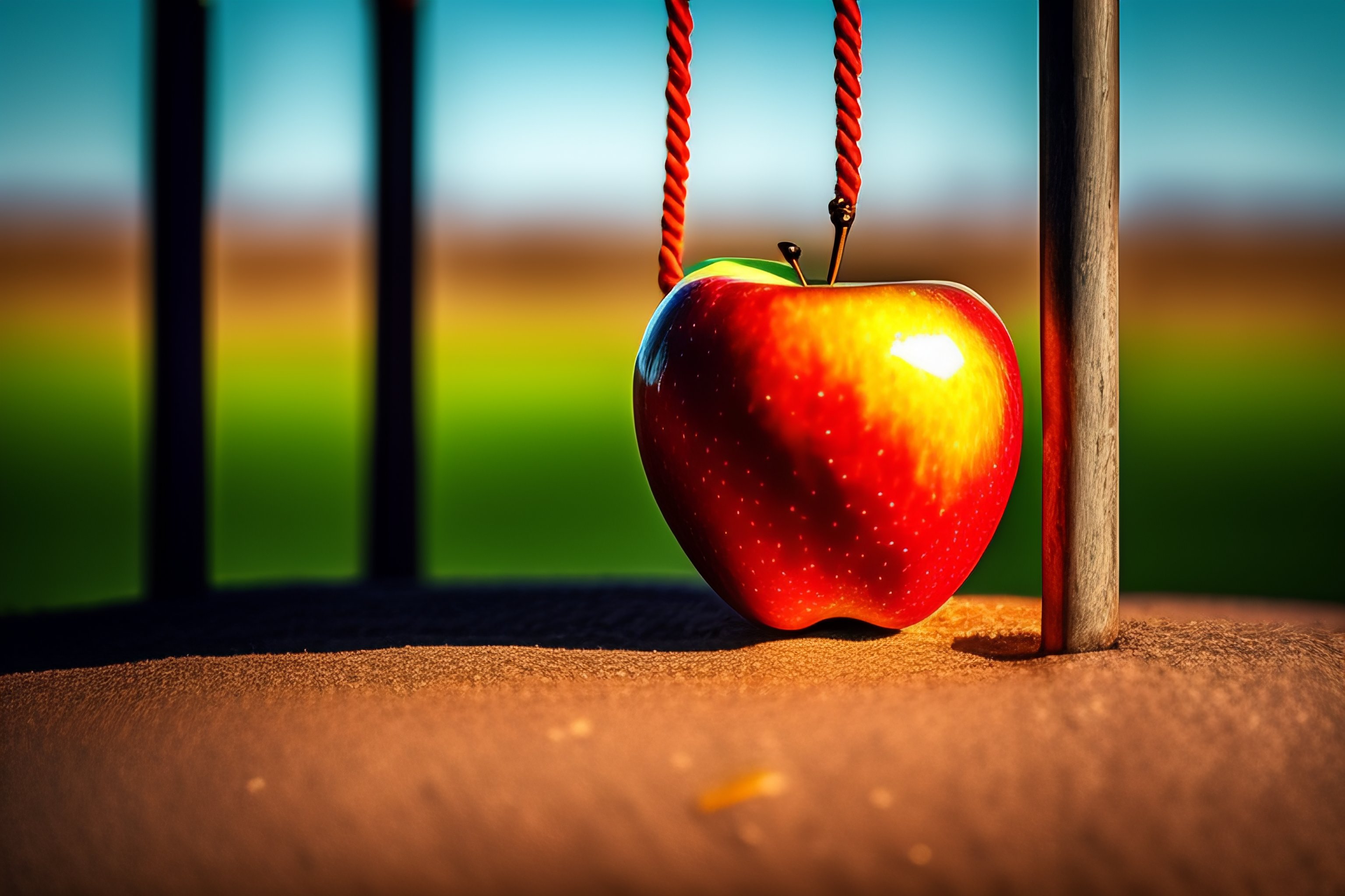 Lexica - An apple on a swing in a playground