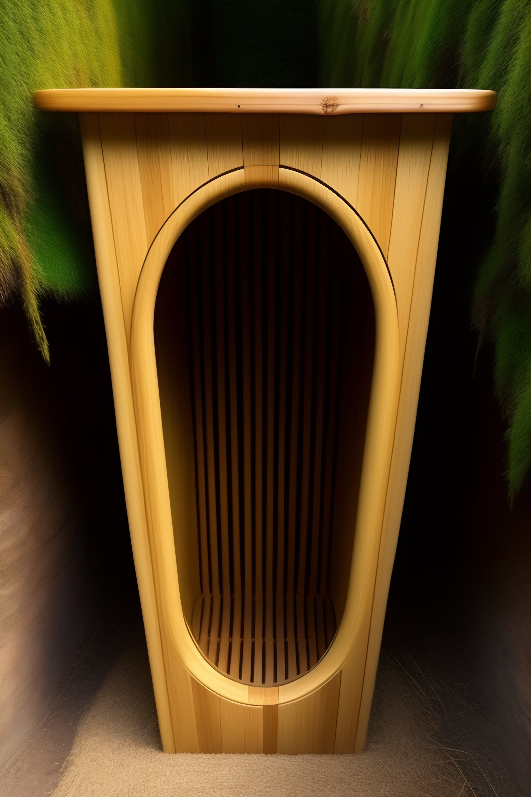 Lexica - A wooden urinal made out of old bamboo. Moss. Cottage core