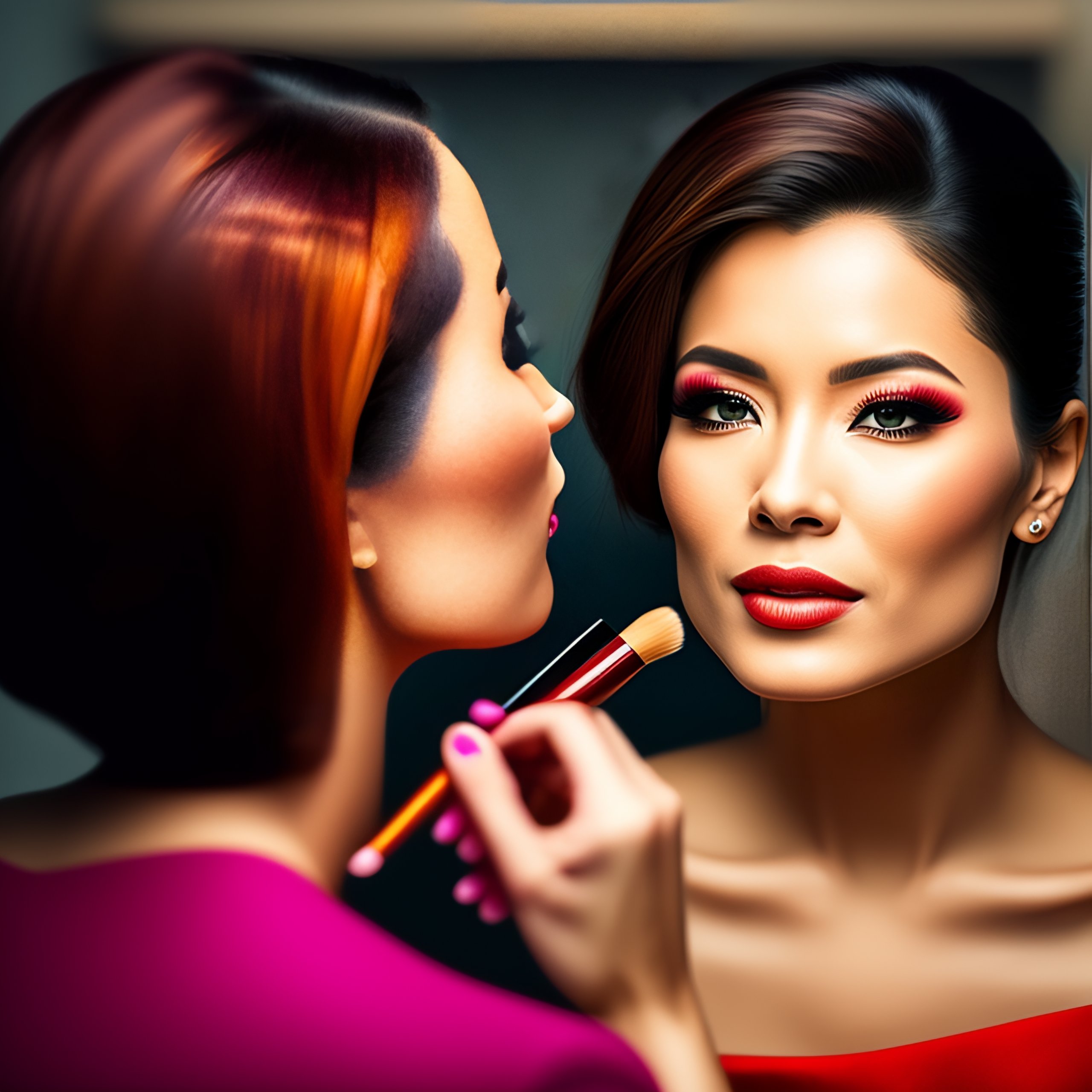 Lexica - Woman applying makeup, cartoon style
