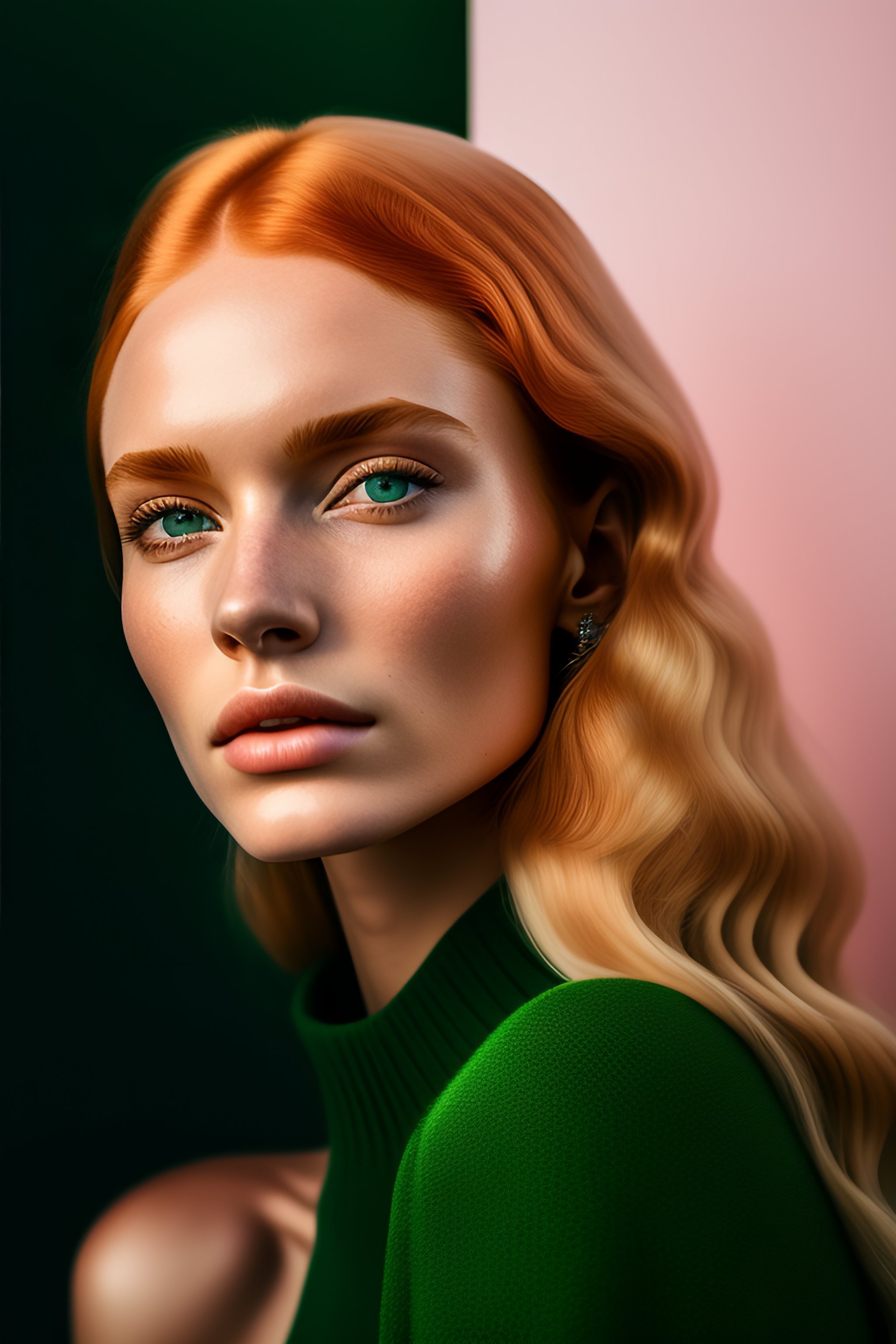 Lexica - Selfie color portrait of (strawberry blond green eye young ...