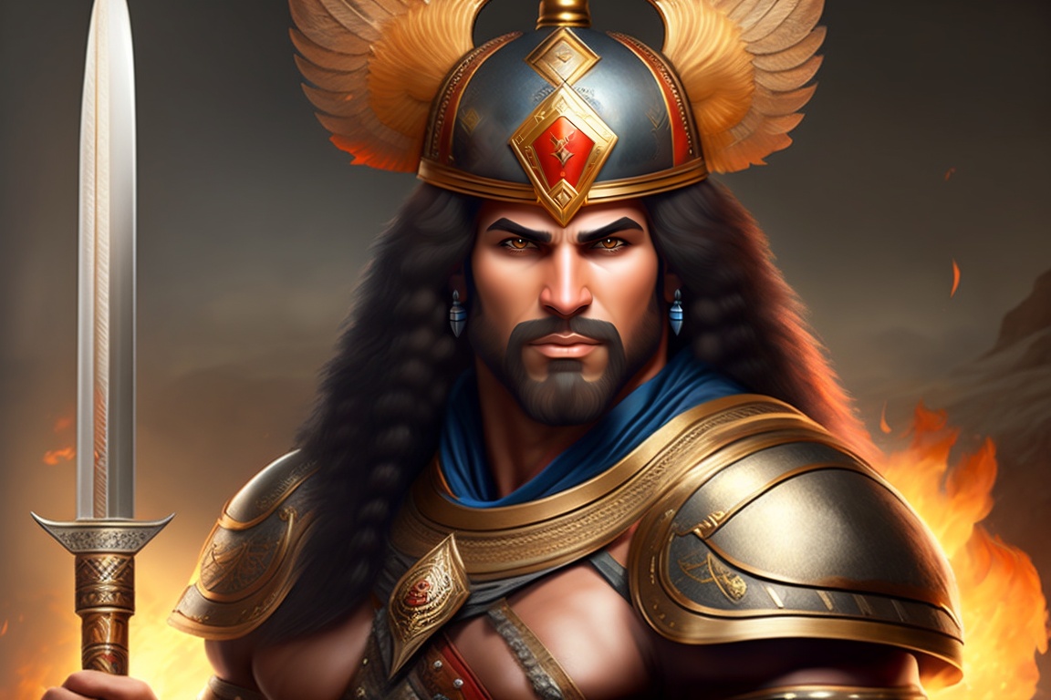 Lexica - Ancient Egyptian warrior, anger, sword, war shield, fire, full ...