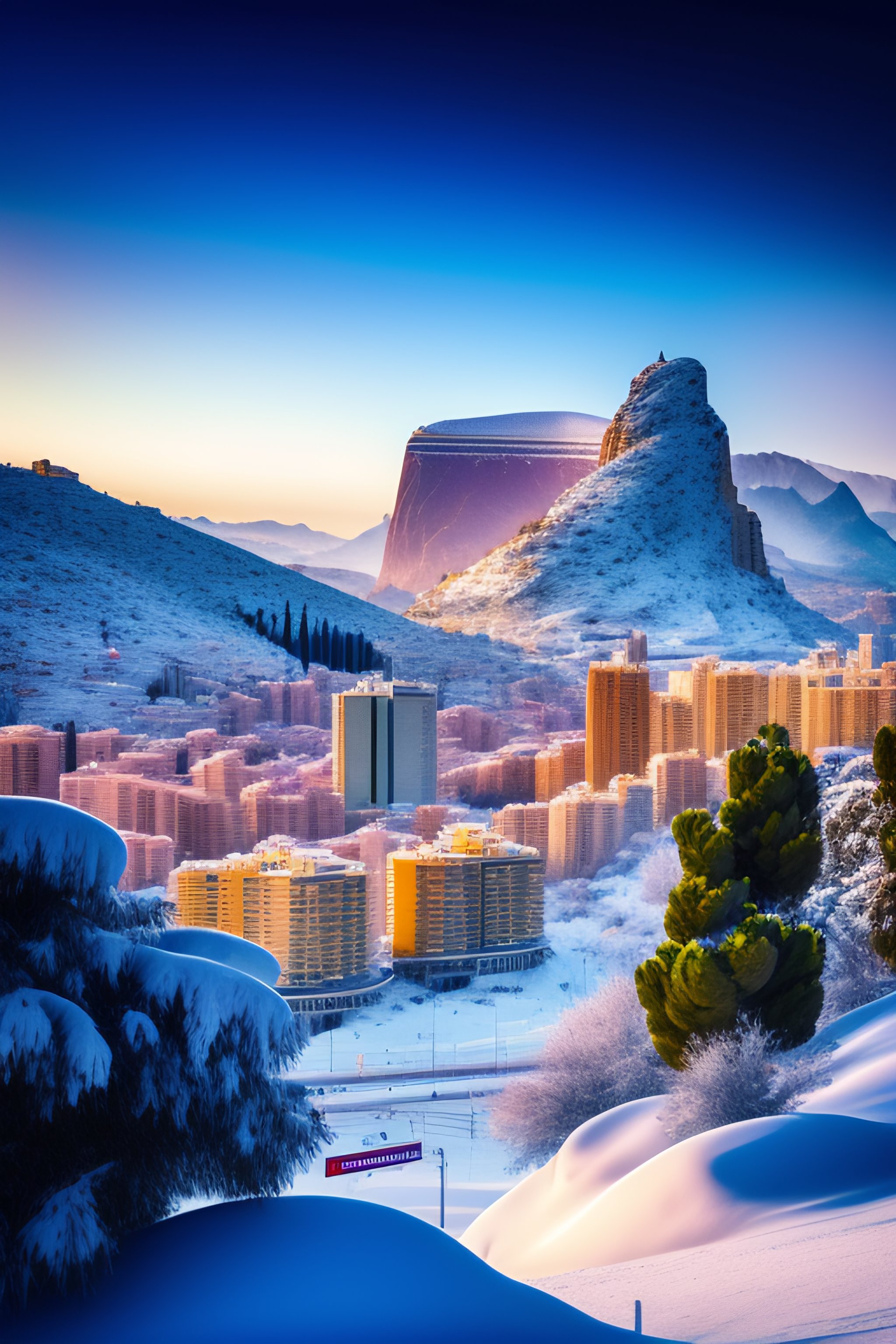 Lexica - A phtography of benidorm city with snow